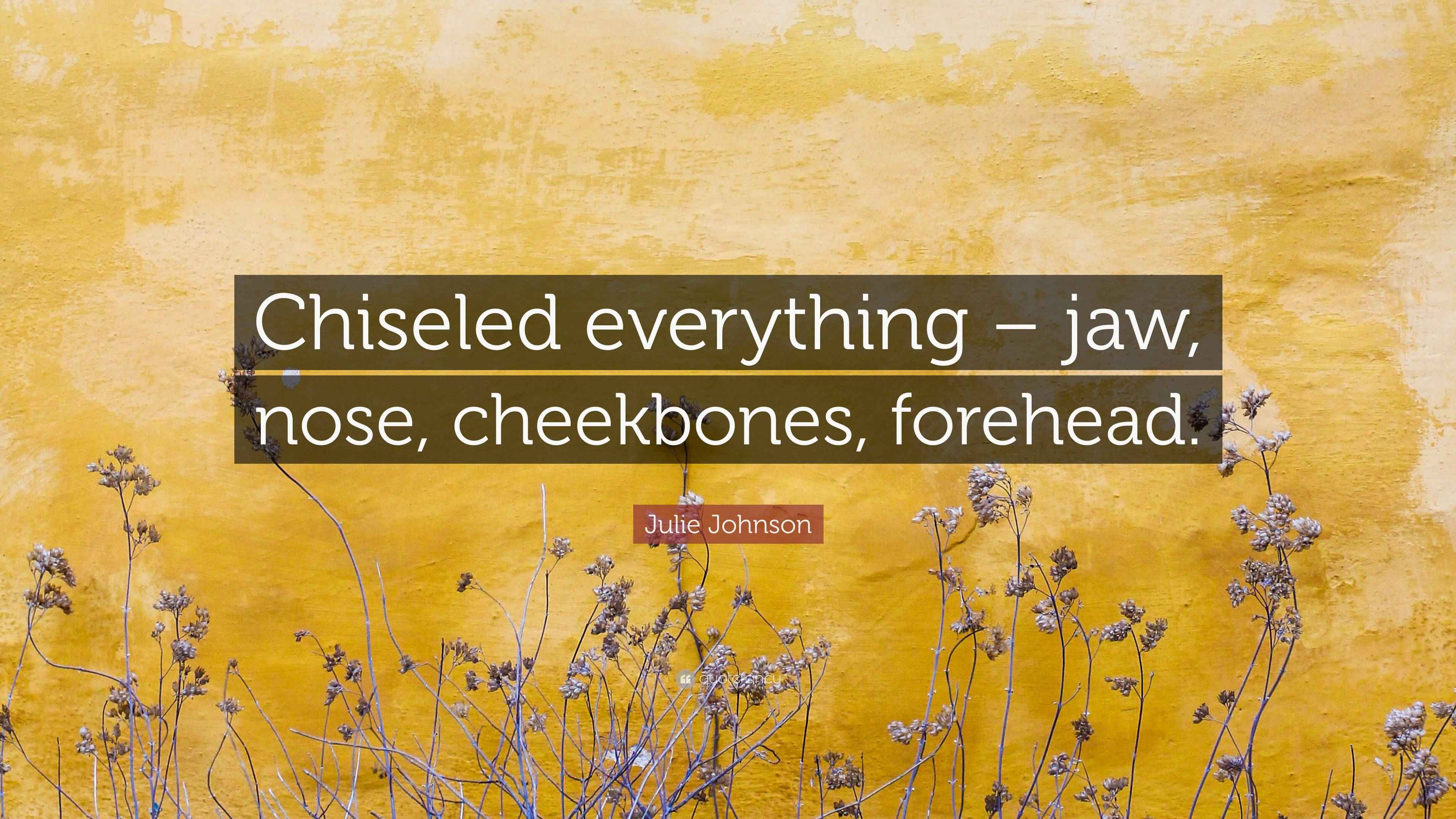 Julie Johnson Quote: “Chiseled everything – jaw, nose, cheekbones ...
