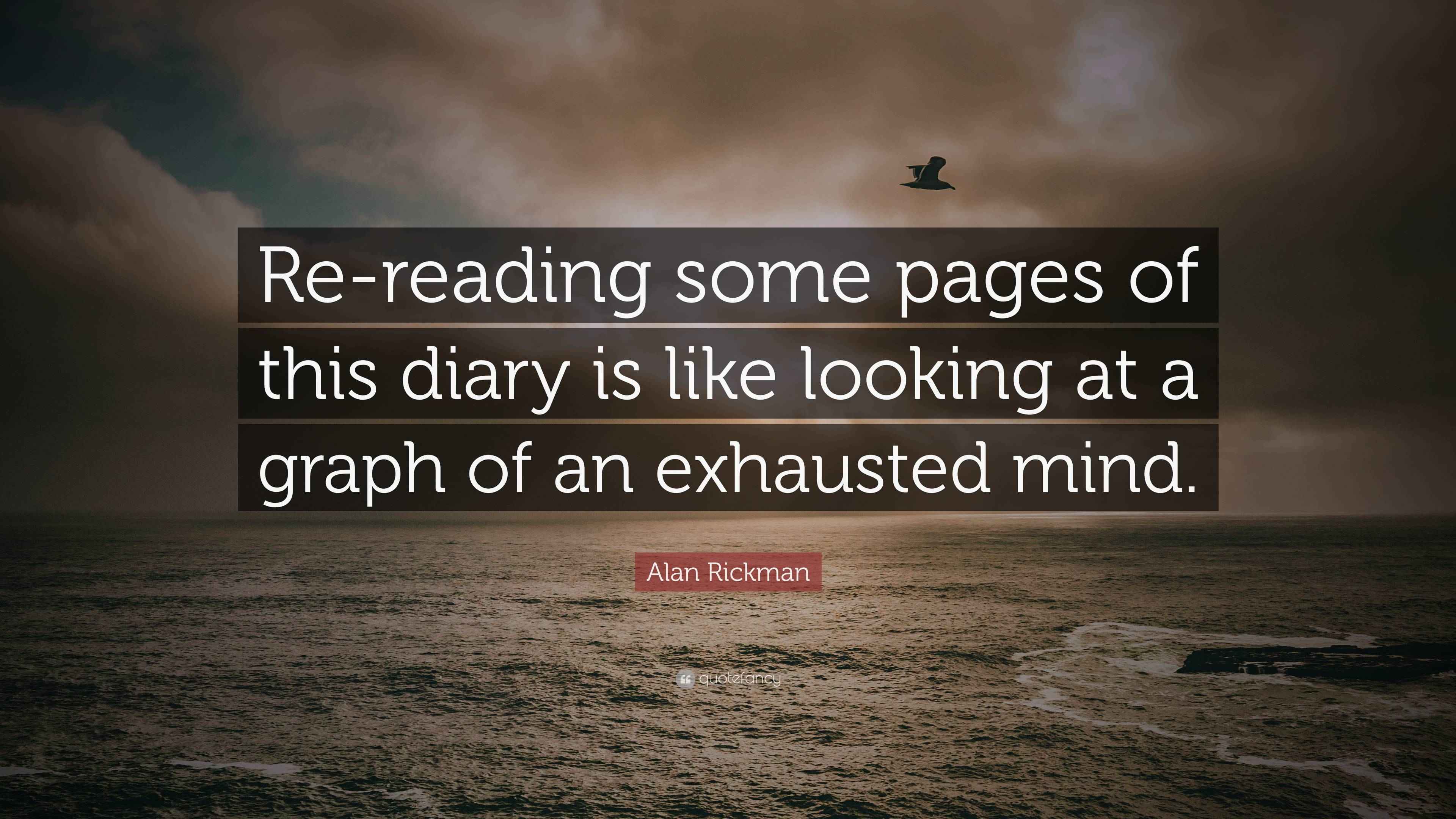 Alan Rickman Quote: “Re-reading some pages of this diary is like ...