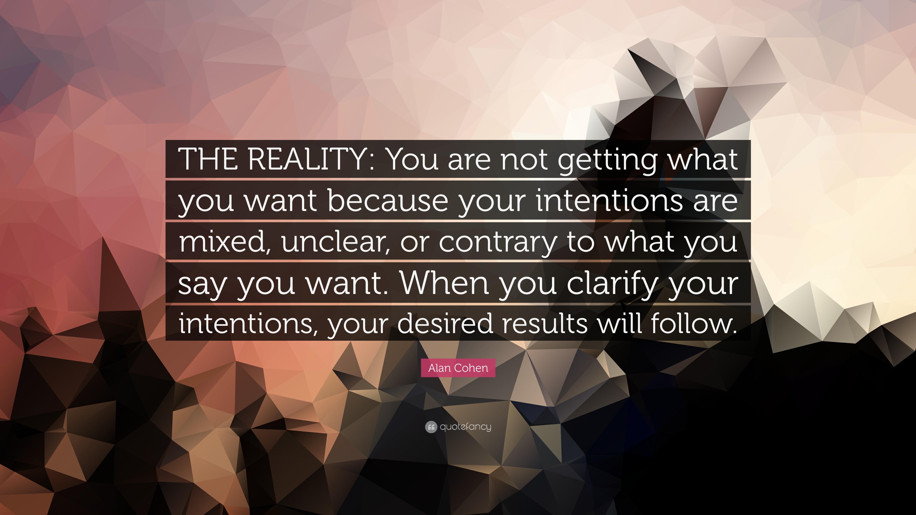 Alan Cohen Quote: “THE REALITY: You are not getting what you want ...