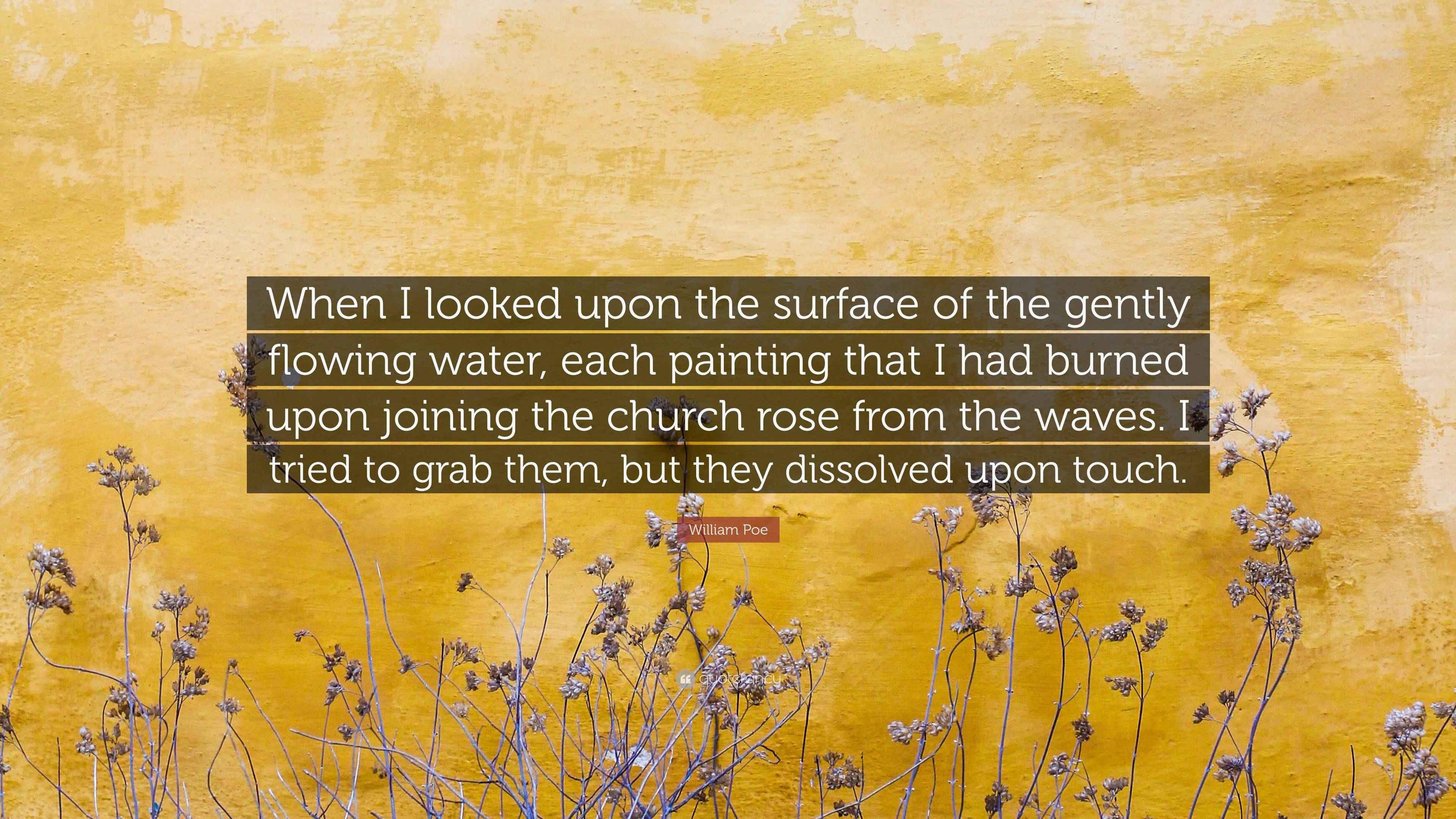 William Poe Quote: “When I looked upon the surface of the gently ...
