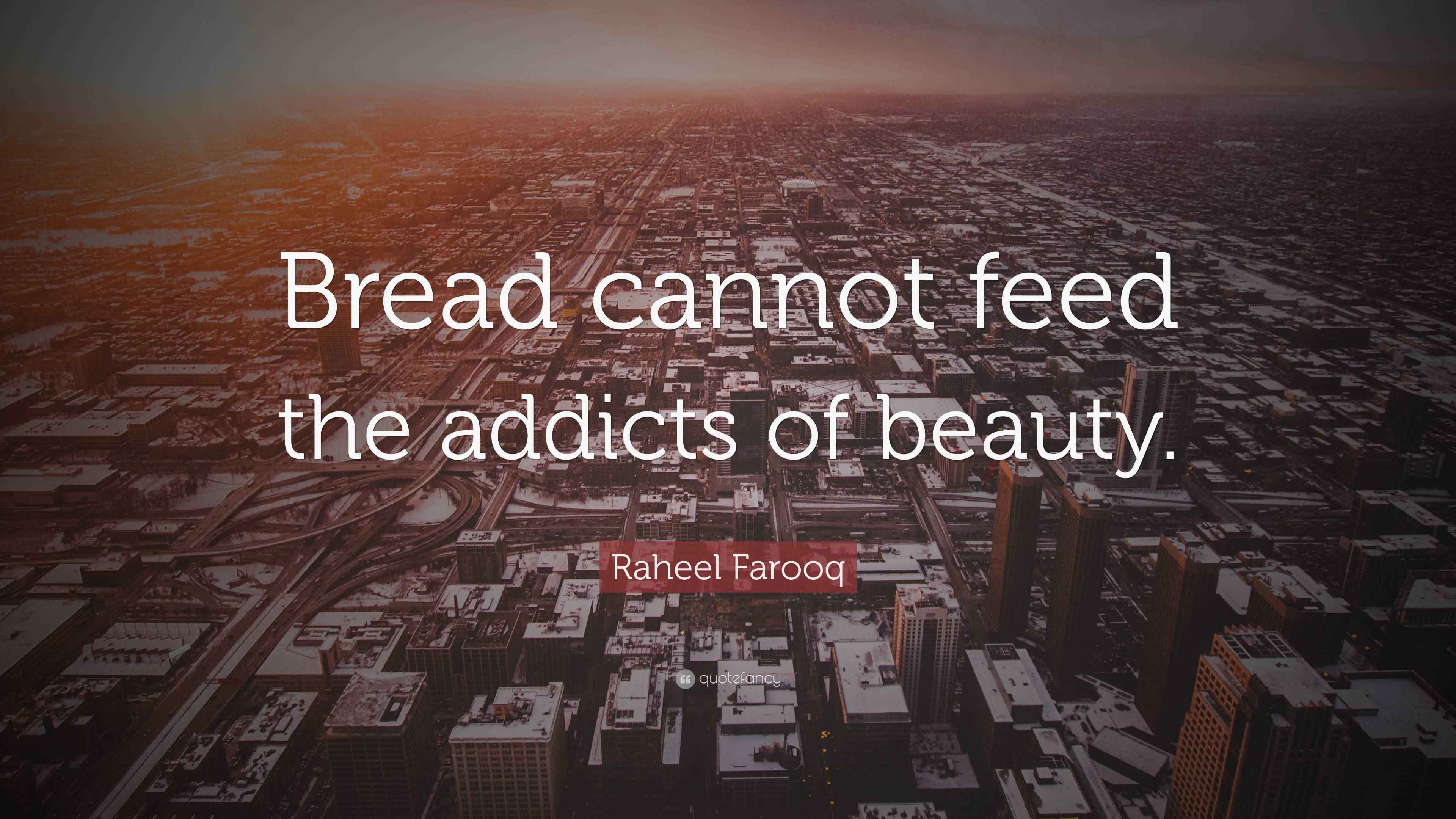 Raheel Farooq Quote: “Bread cannot feed the addicts of beauty.”