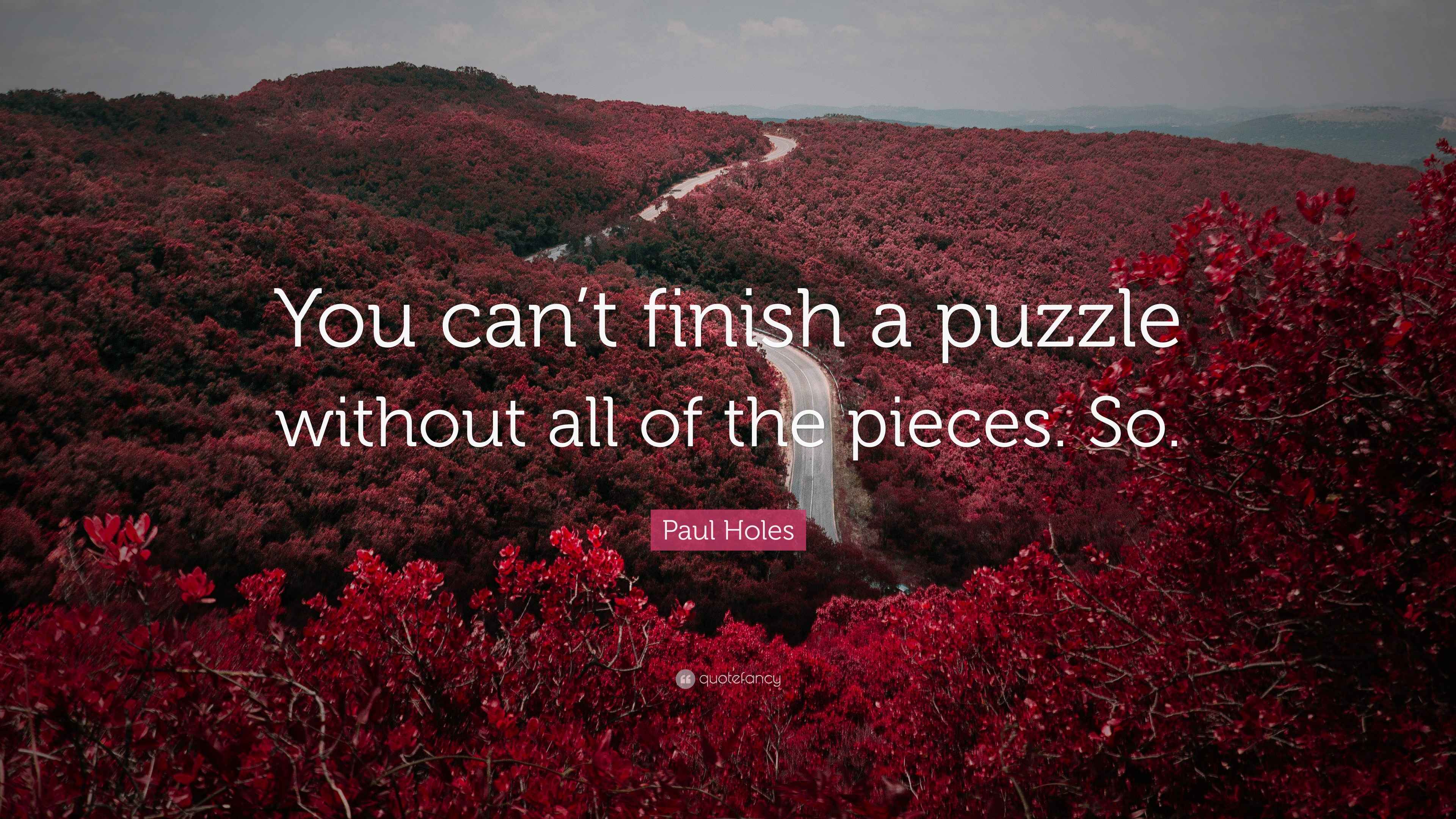 Paul Holes Quote: “You can’t finish a puzzle without all of the pieces ...