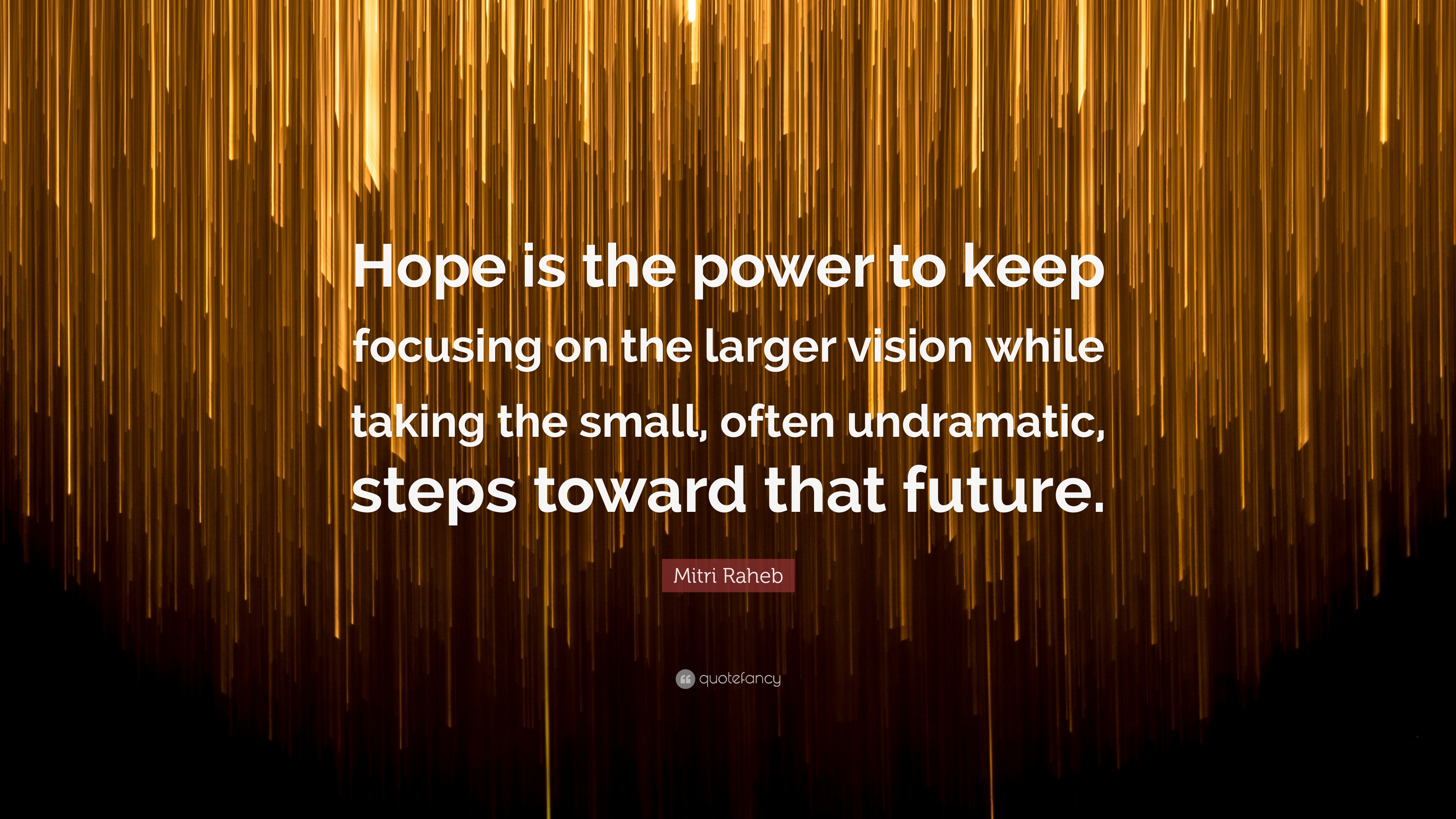Mitri Raheb Quote: “Hope is the power to keep focusing on the larger ...