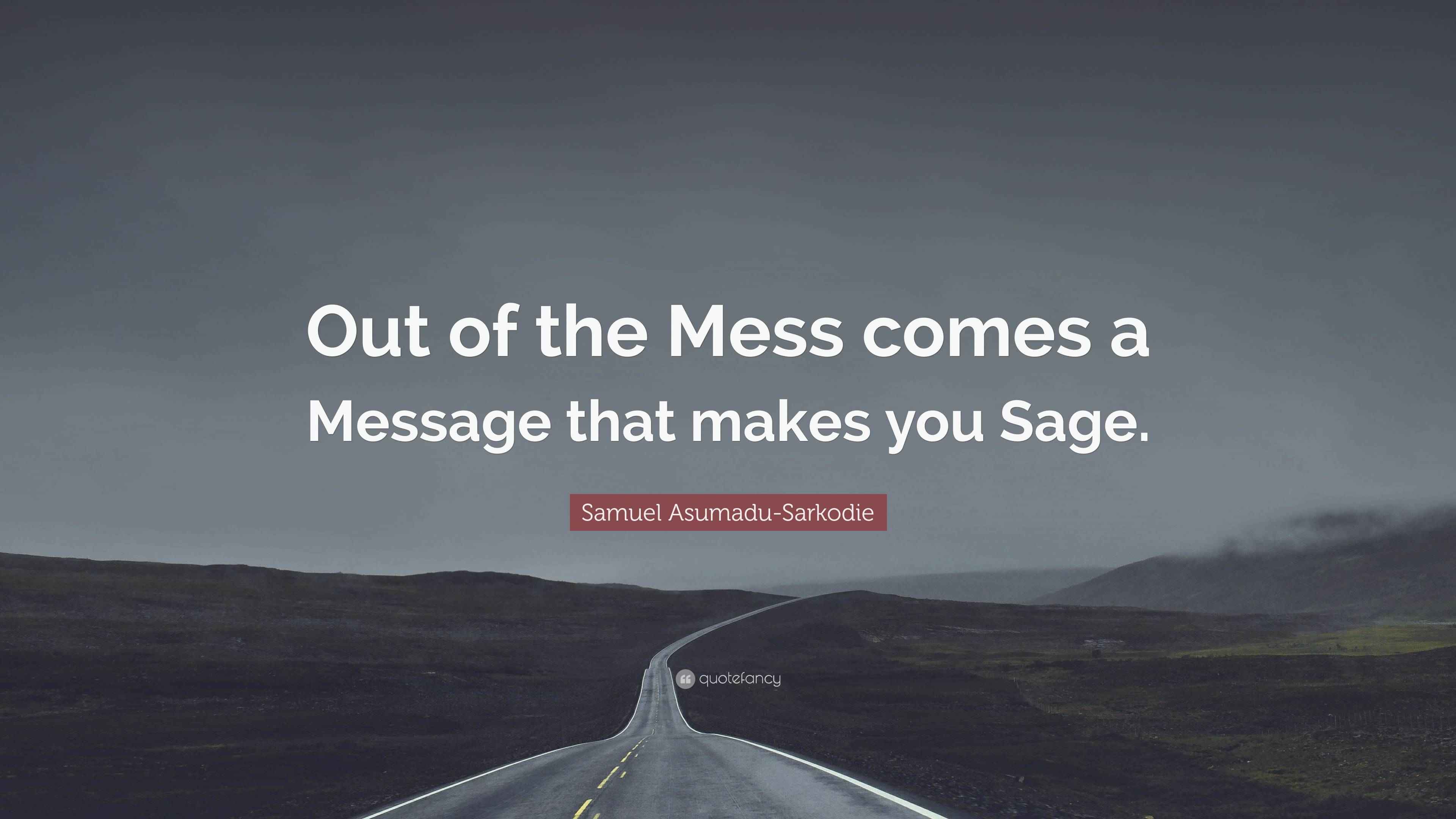Samuel Asumadu-Sarkodie Quote: “Out of the Mess comes a Message that ...