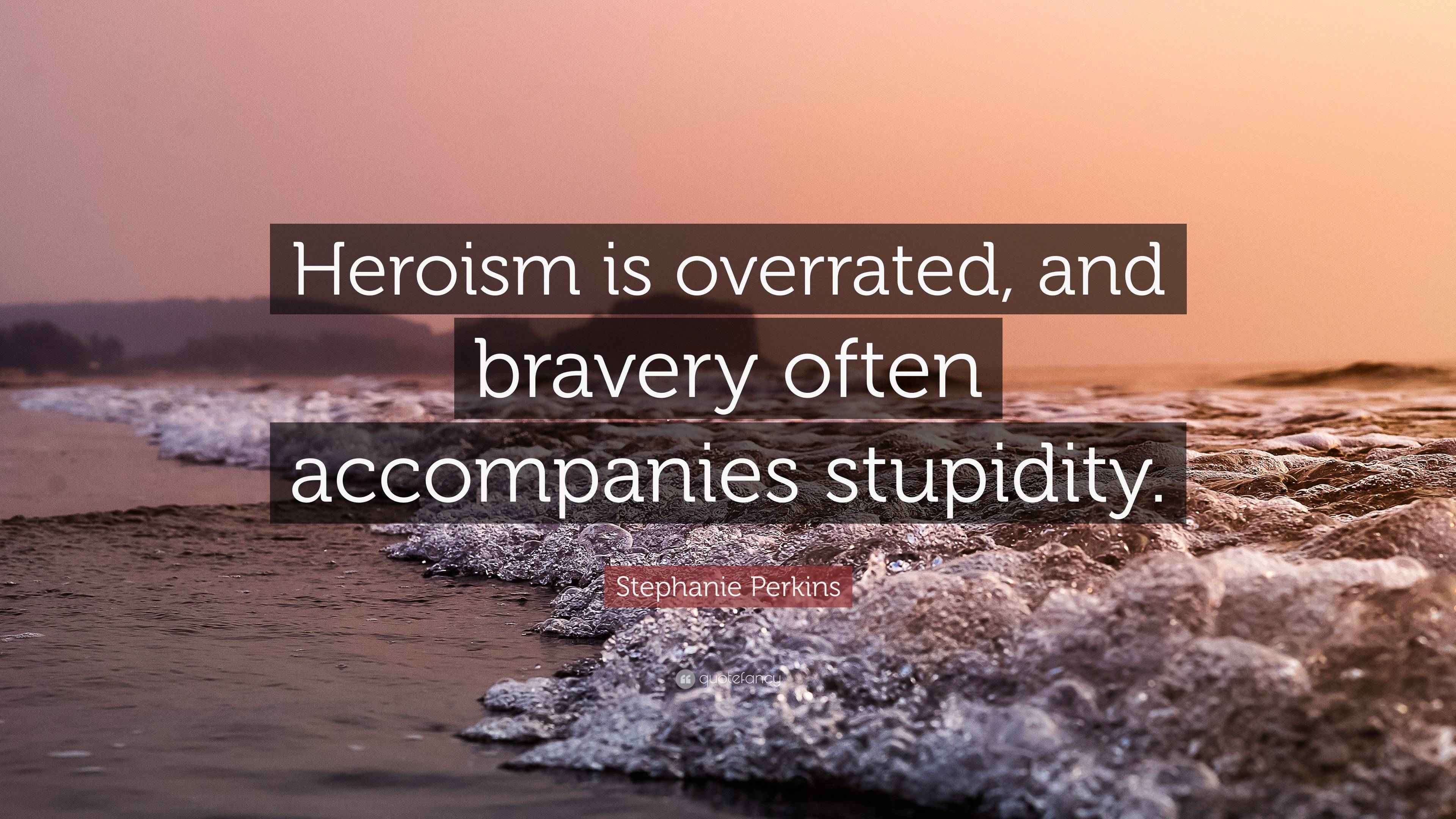 Stephanie Perkins Quote: “Heroism is overrated, and bravery often ...
