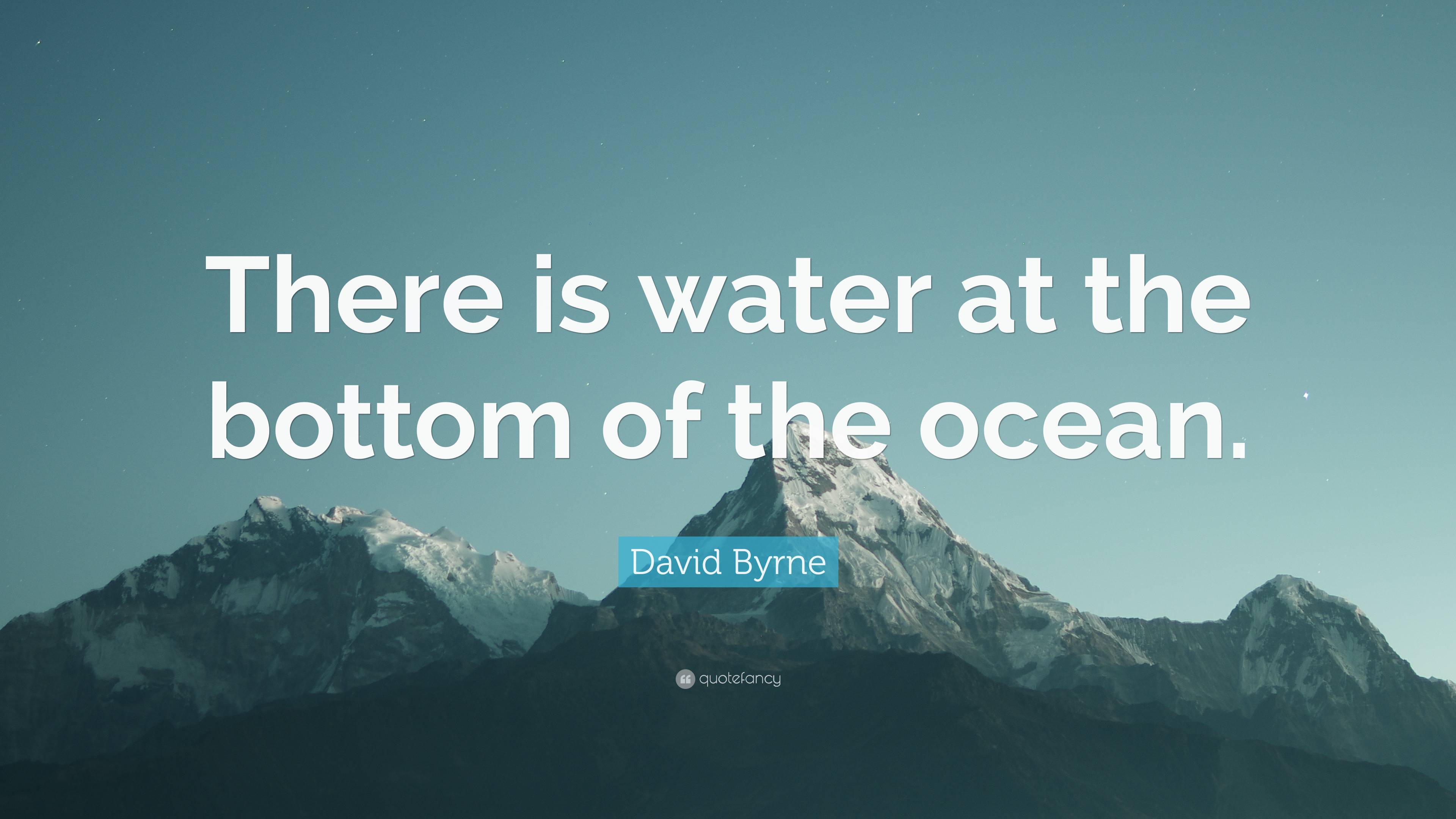 David Byrne Quote: “There is water at the bottom of the ocean.”