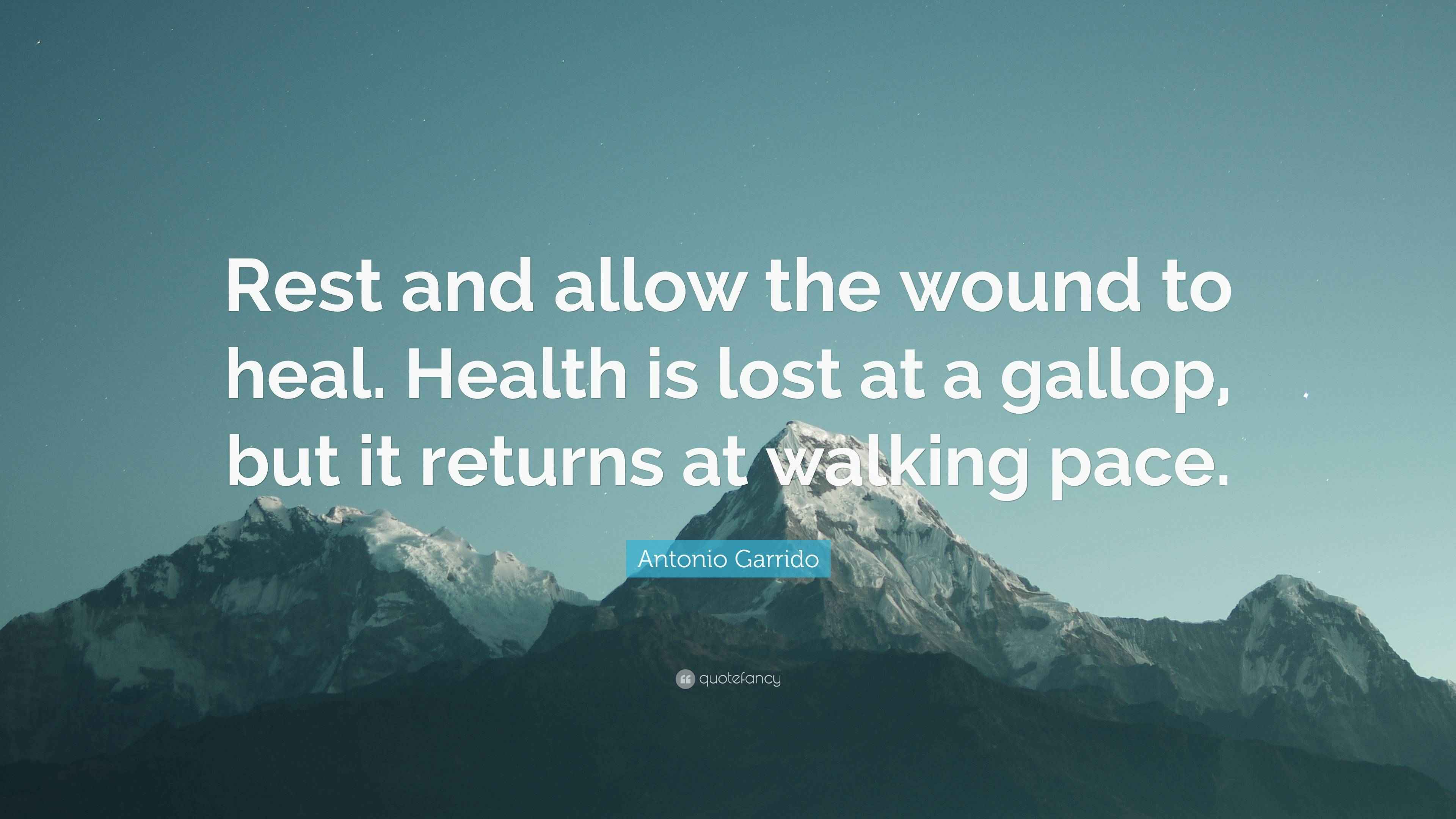Antonio Garrido Quote: “Rest and allow the wound to heal. Health is ...