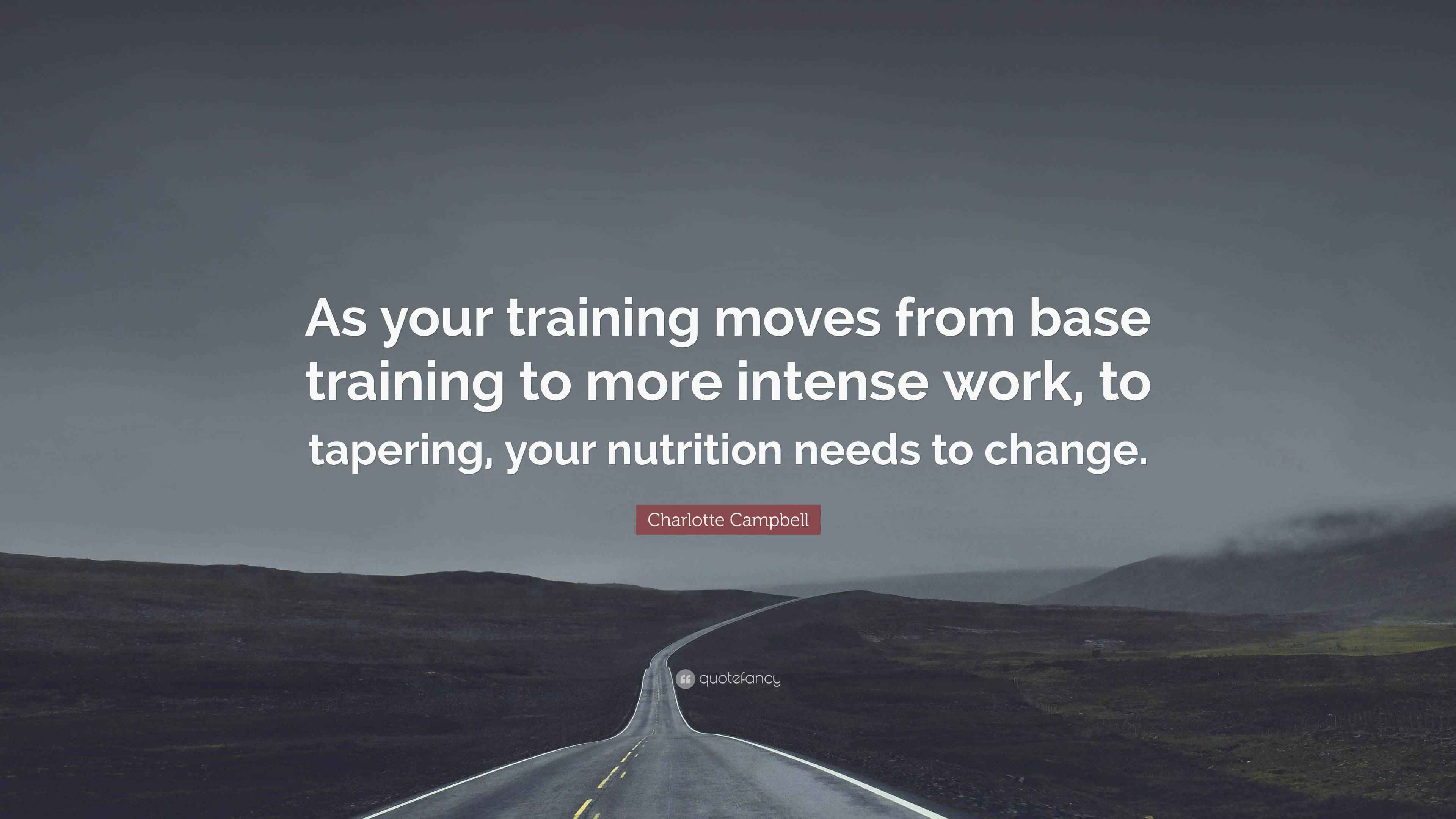 Charlotte Campbell Quote: “As your training moves from base training to ...