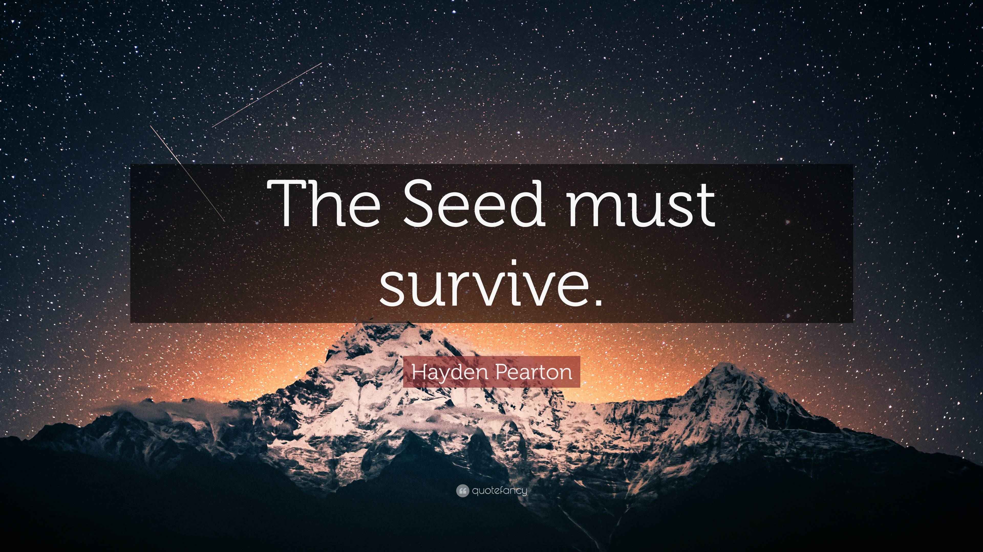 Hayden Pearton Quote: “The Seed must survive.”