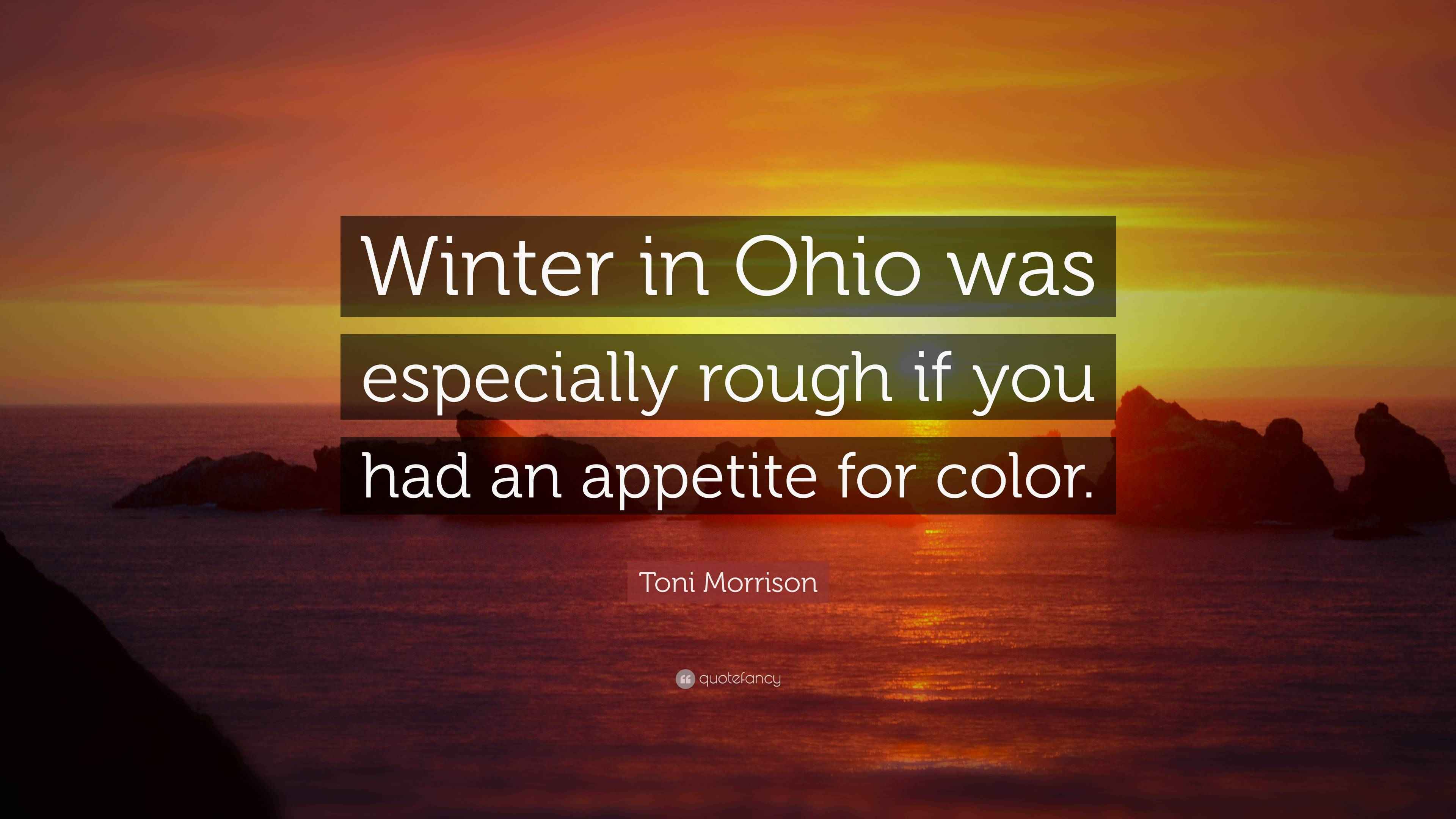 Toni Morrison Quote: “Winter in Ohio was especially rough if you had an ...