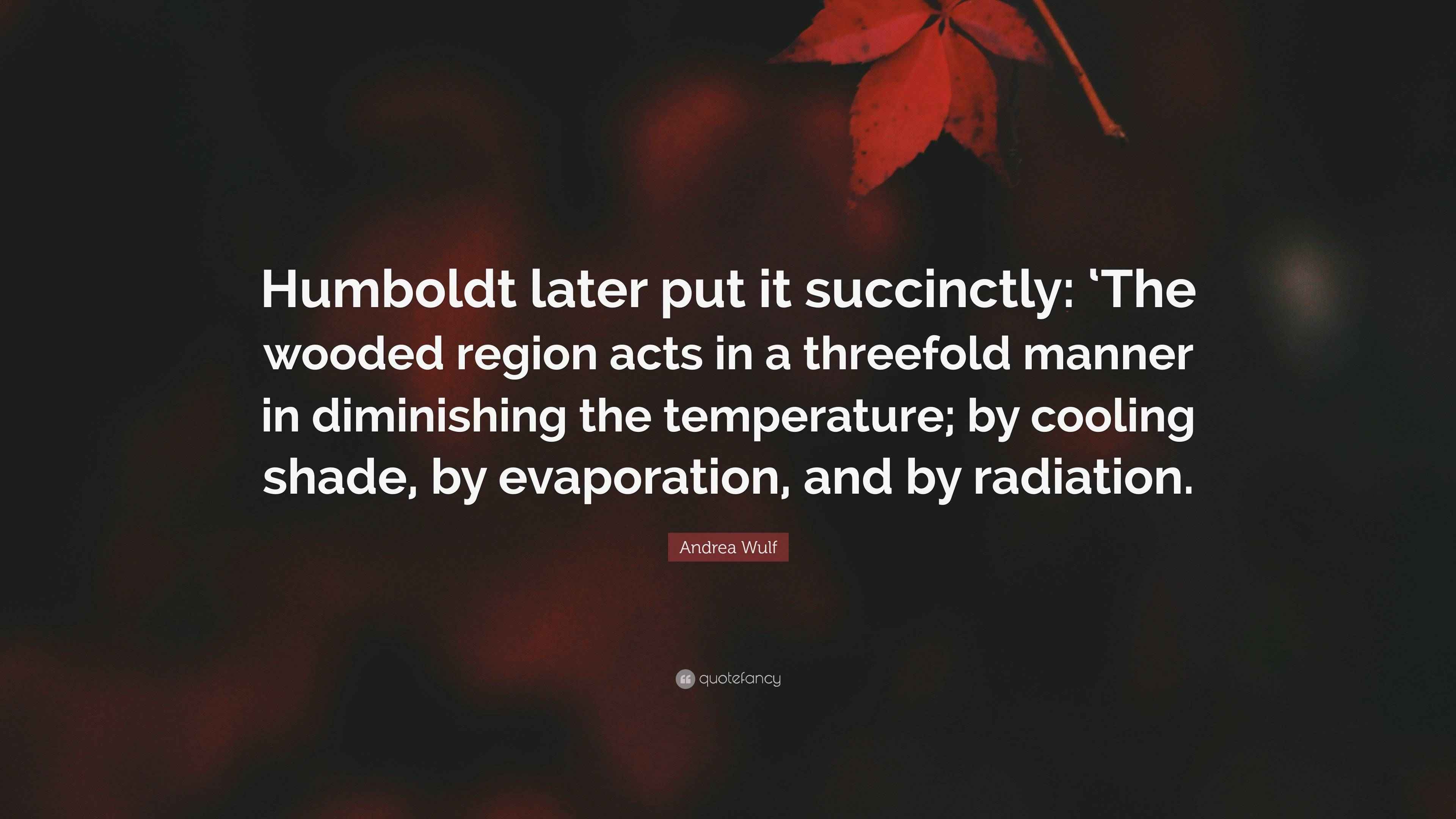 Andrea Wulf Quote: “Humboldt later put it succinctly: ‘The wooded ...