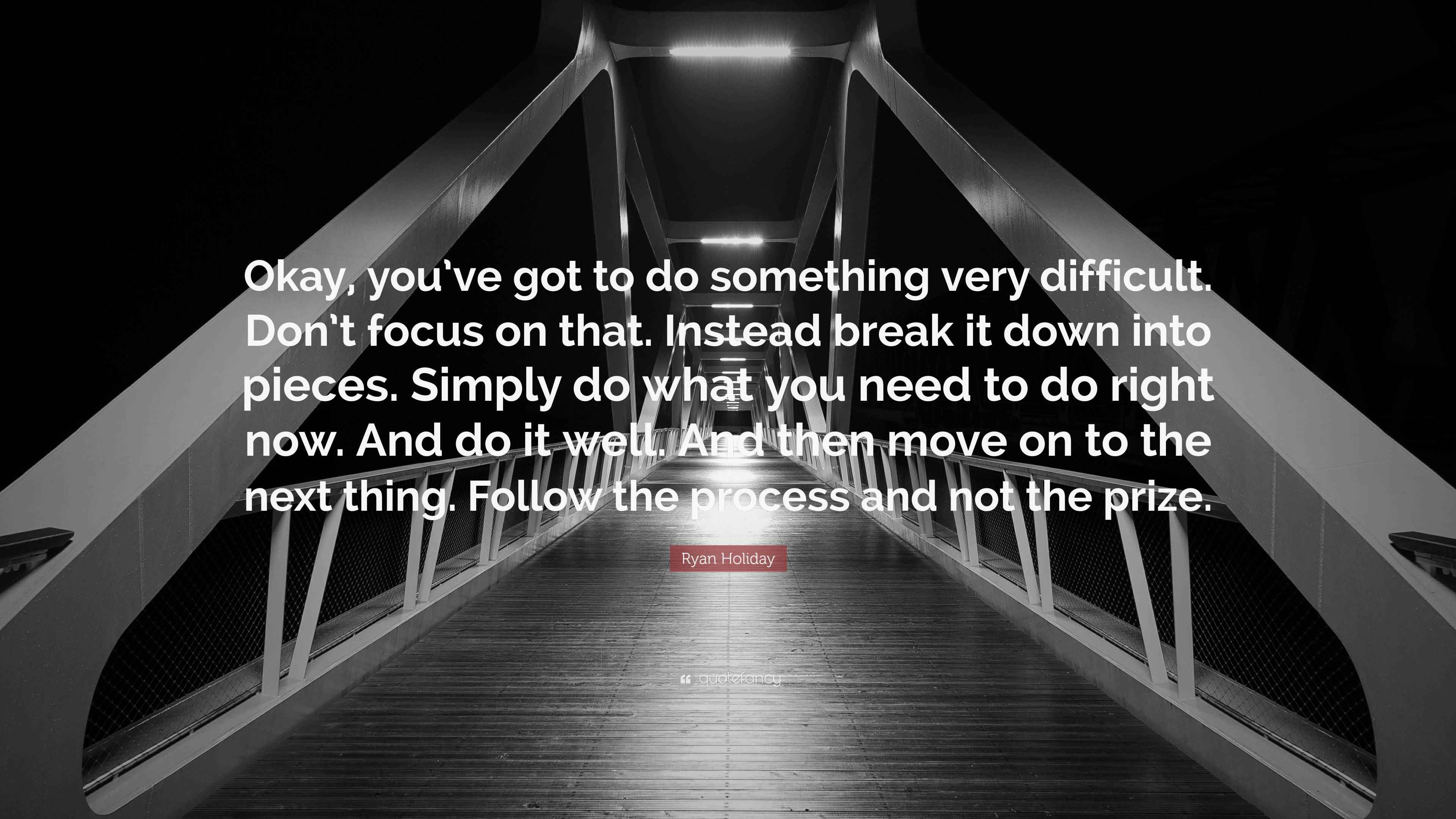 Ryan Holiday Quote: “Okay, you’ve got to do something very difficult ...