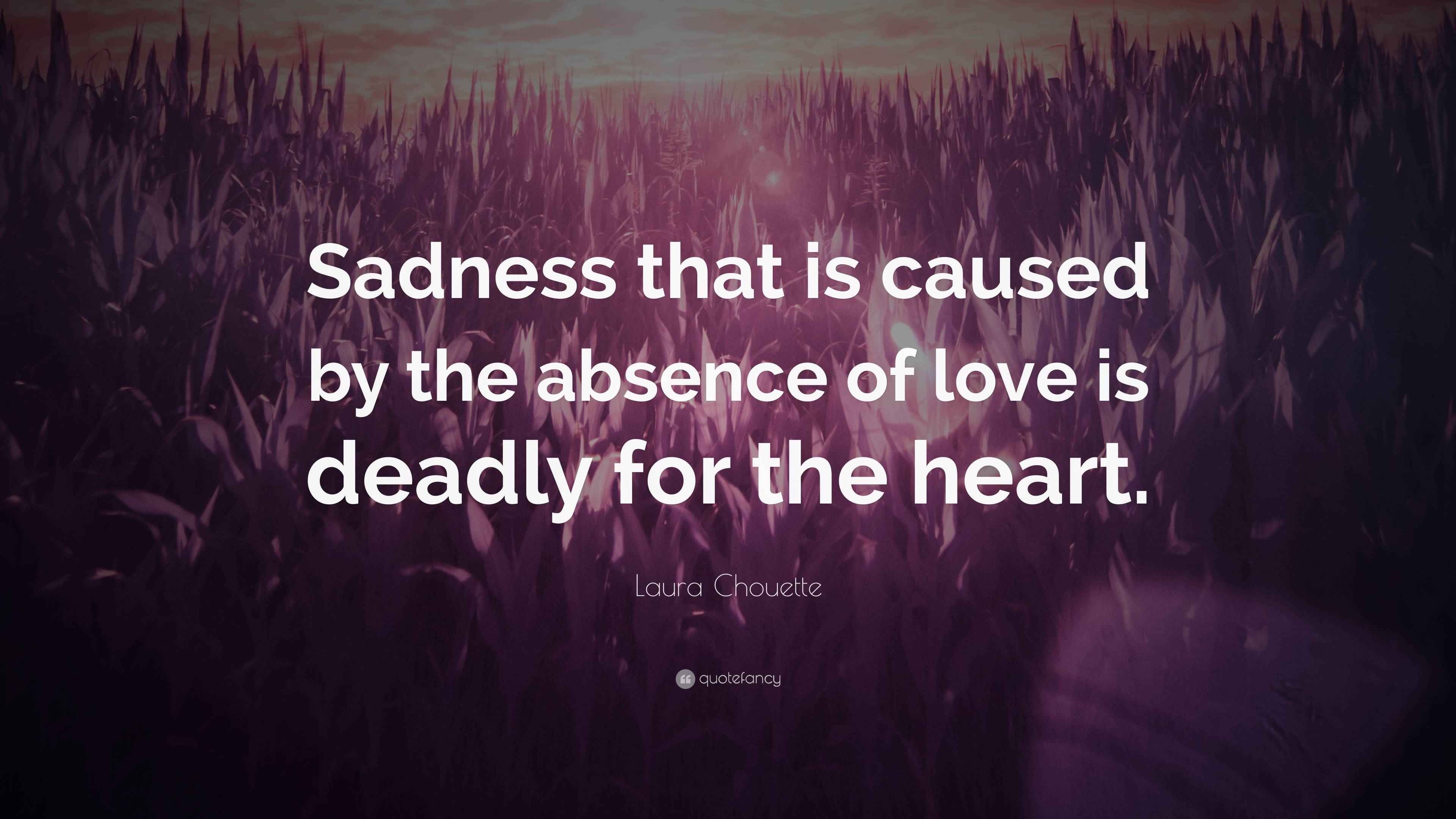 Laura Chouette Quote: “Sadness that is caused by the absence of love is ...
