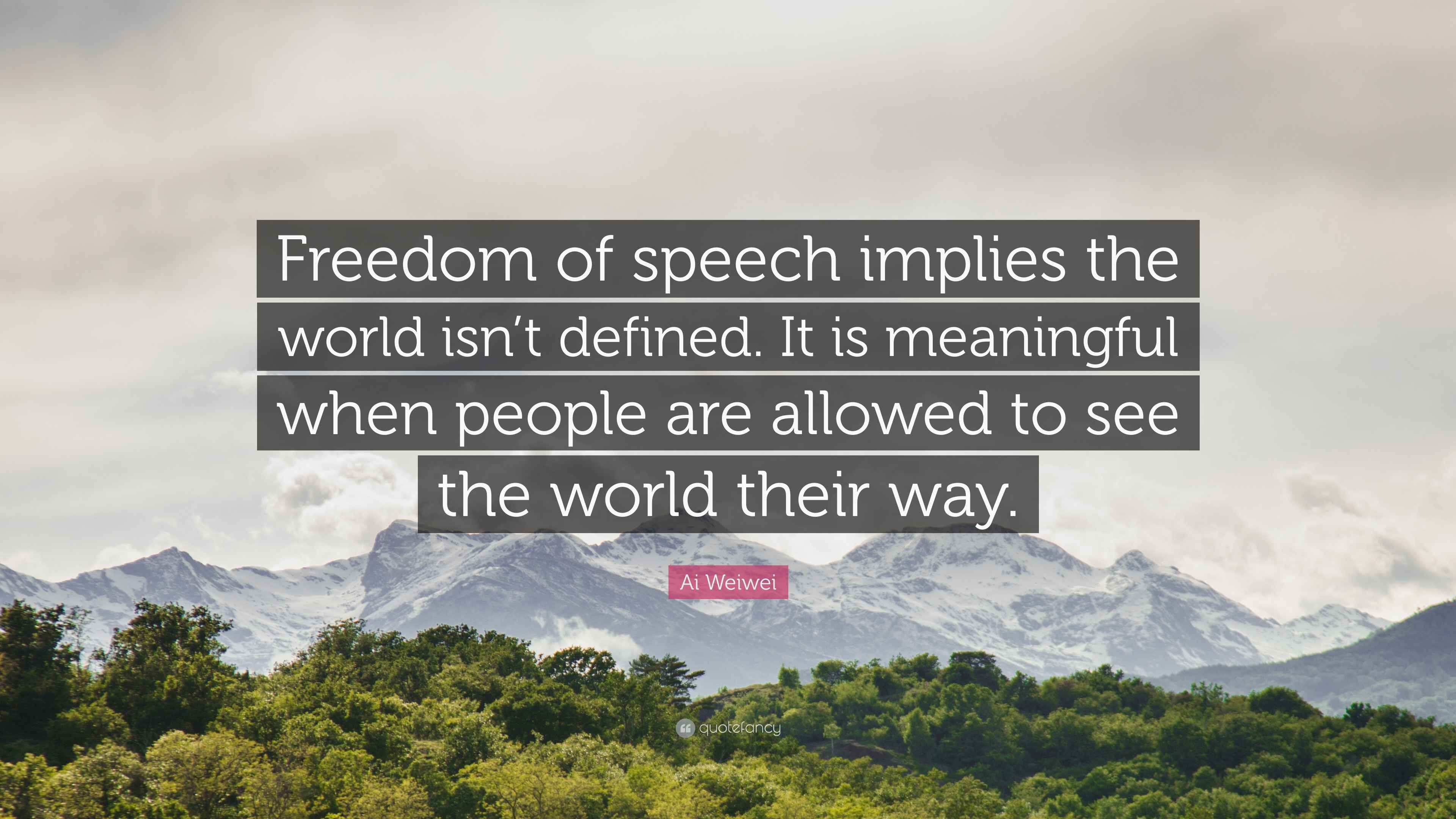 Ai Weiwei Quote: “Freedom of speech implies the world isn’t defined. It ...