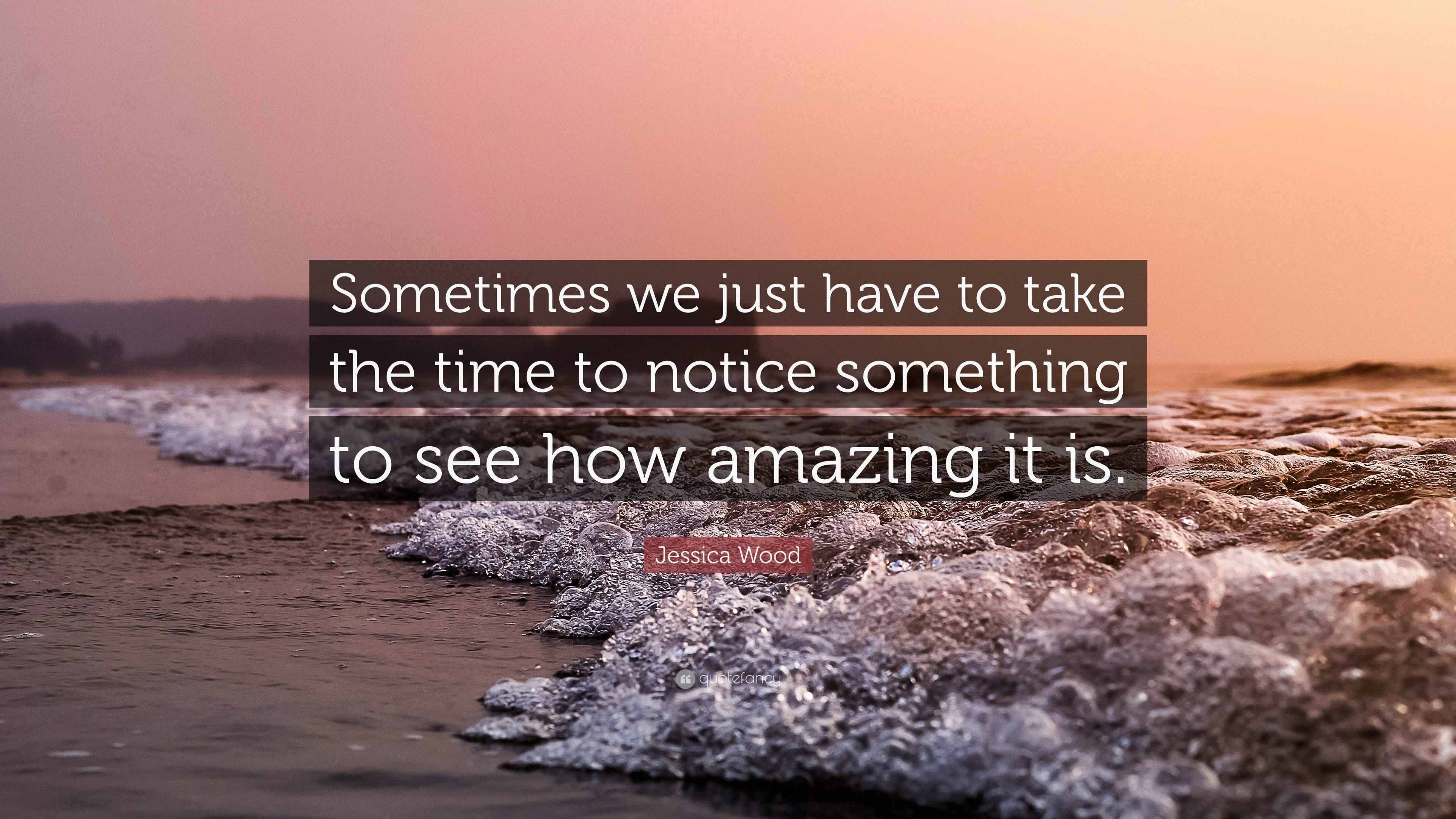 Jessica Wood Quote: “Sometimes we just have to take the time to notice ...