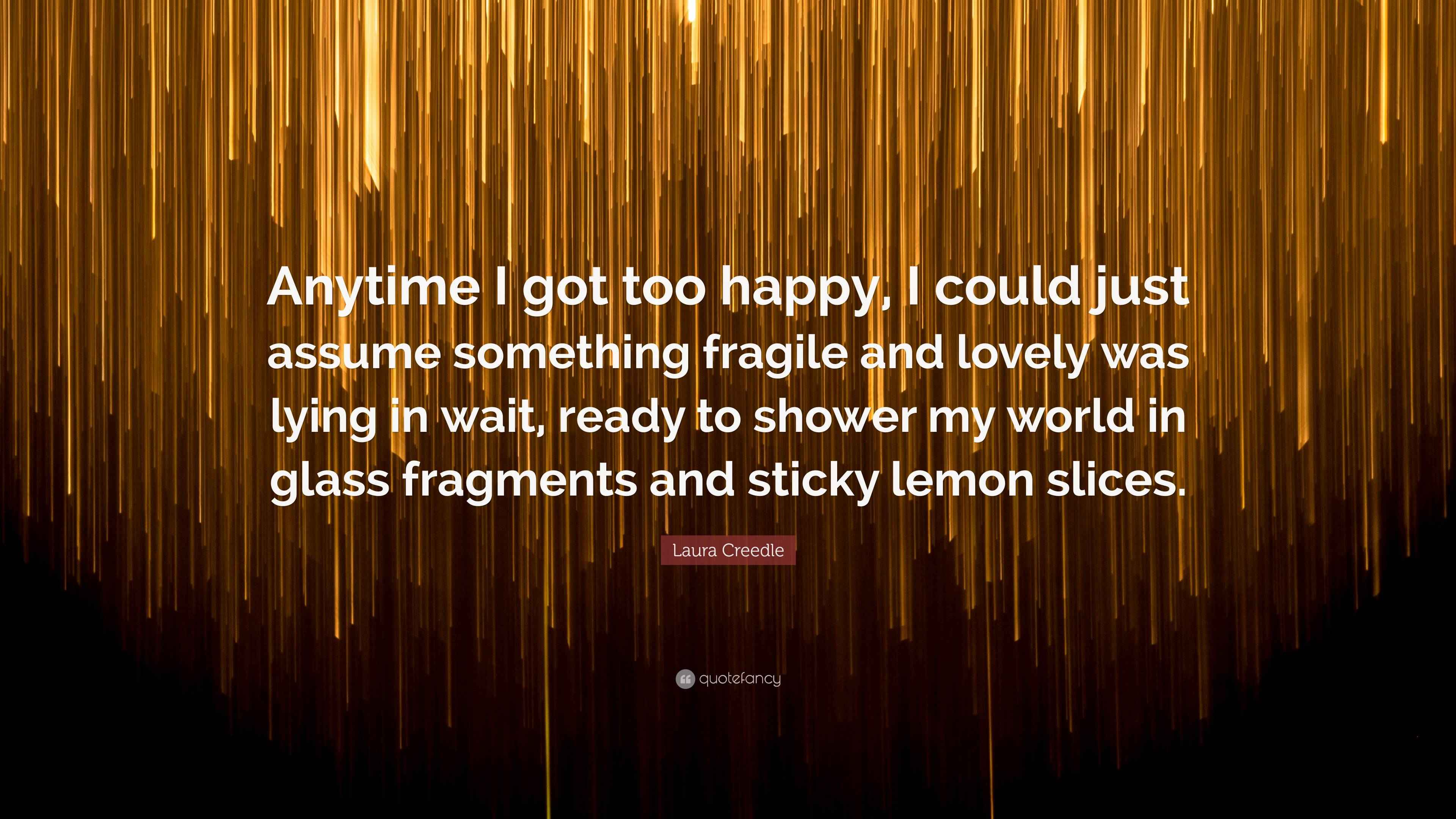 Laura Creedle Quote: “Anytime I got too happy, I could just assume ...