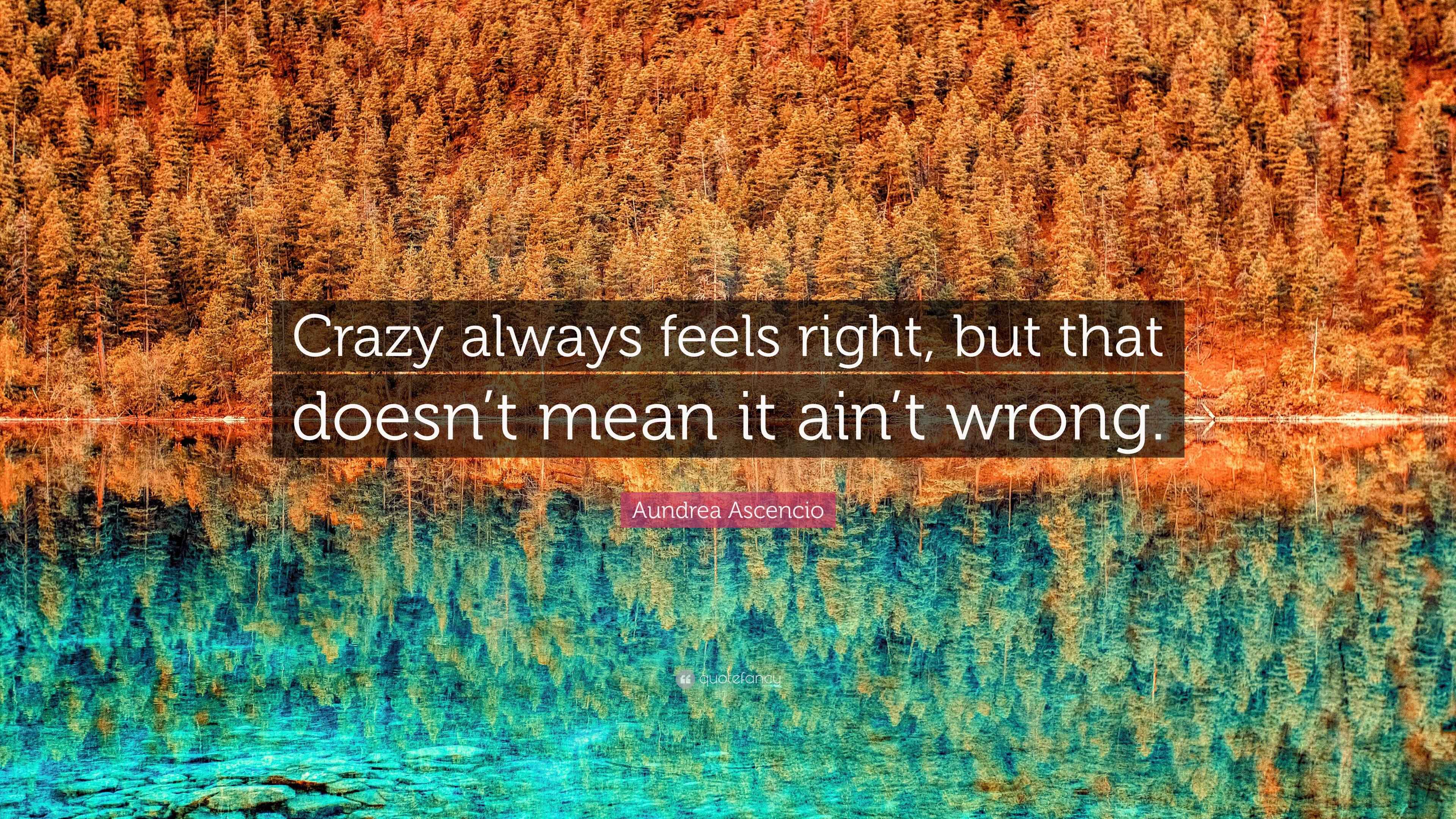 Aundrea Ascencio Quote: “Crazy always feels right, but that doesn’t ...