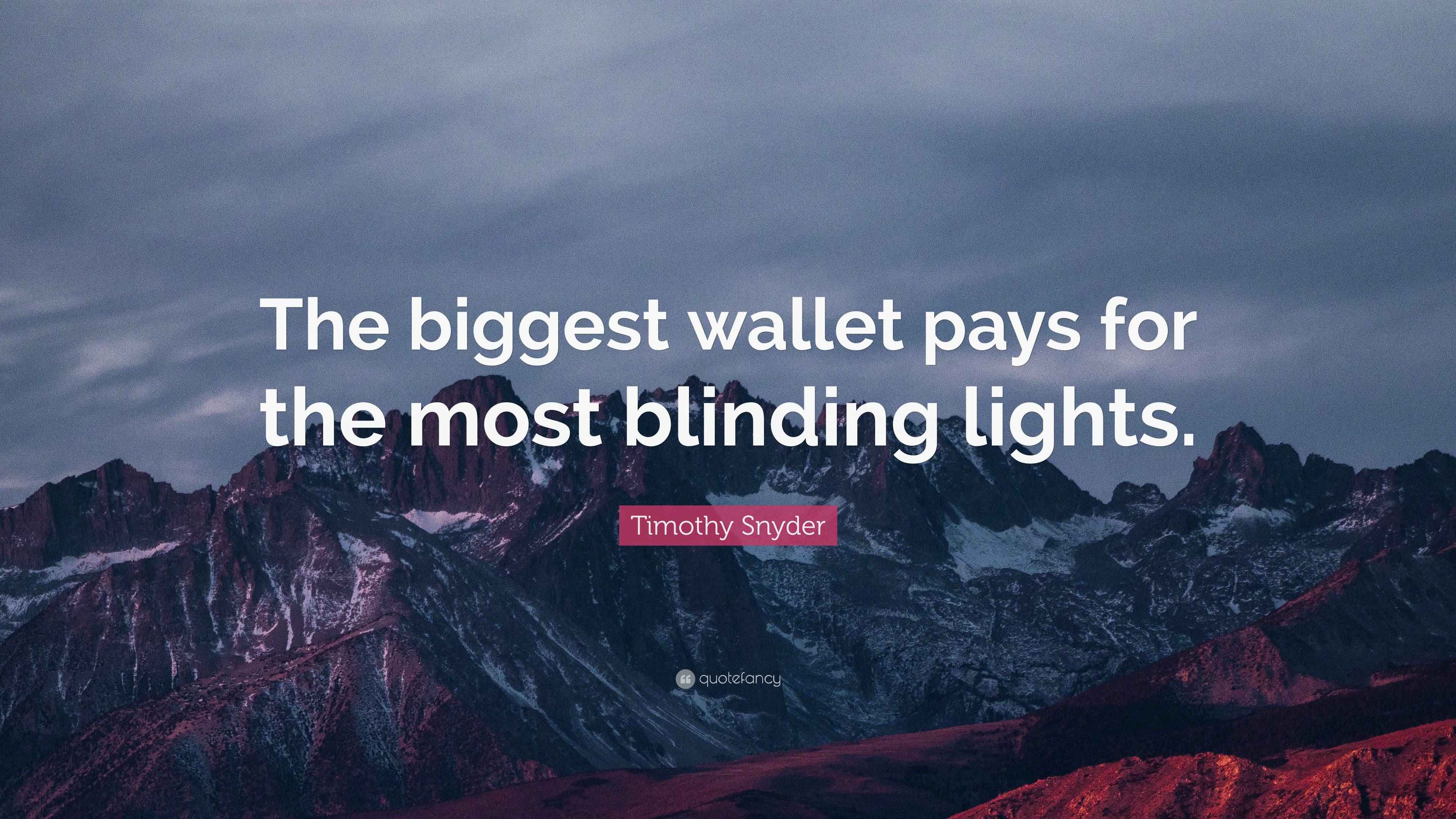 Timothy Snyder Quote: “The biggest wallet pays for the most blinding ...