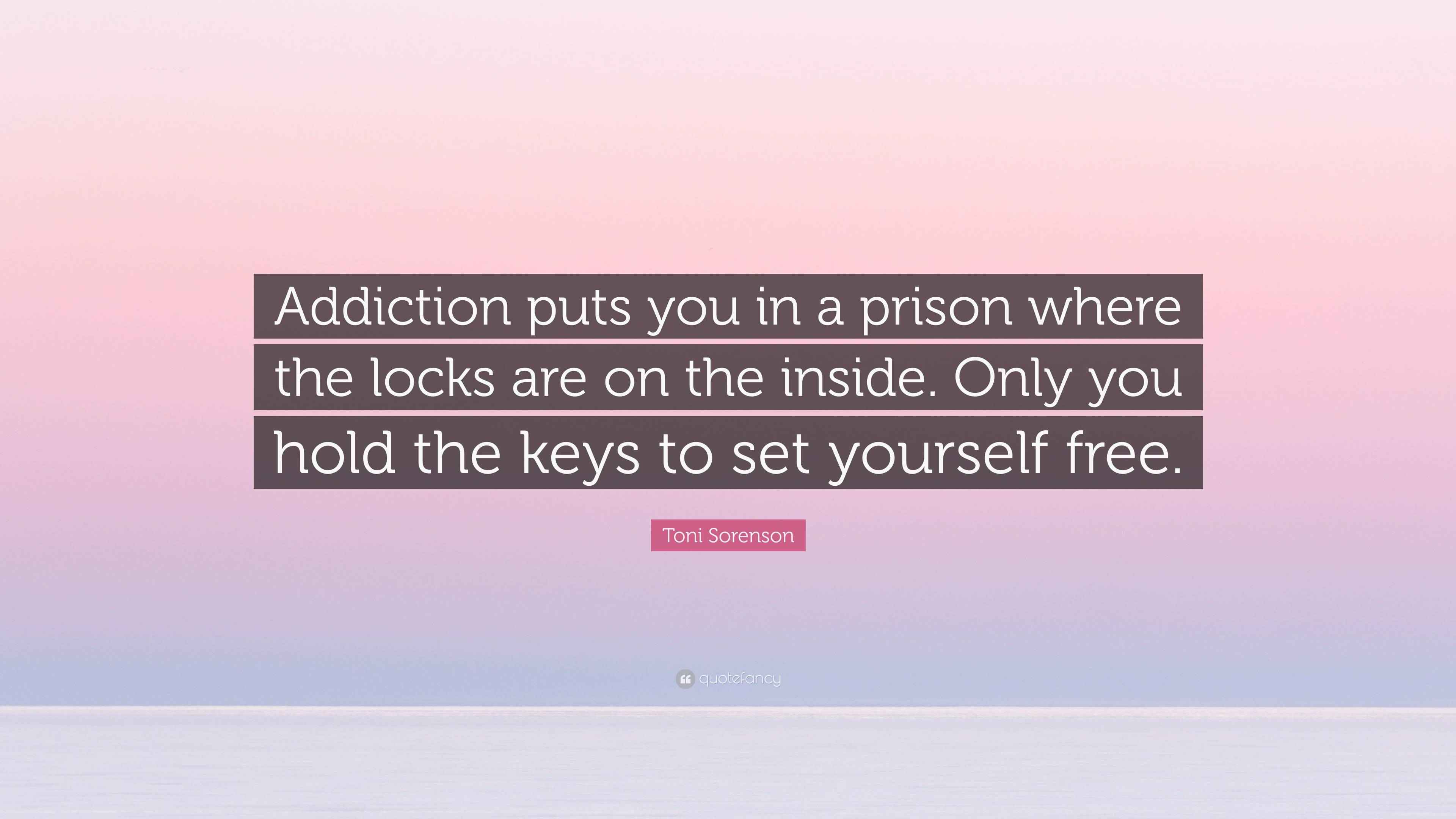 Toni Sorenson Quote: “Addiction puts you in a prison where the locks ...