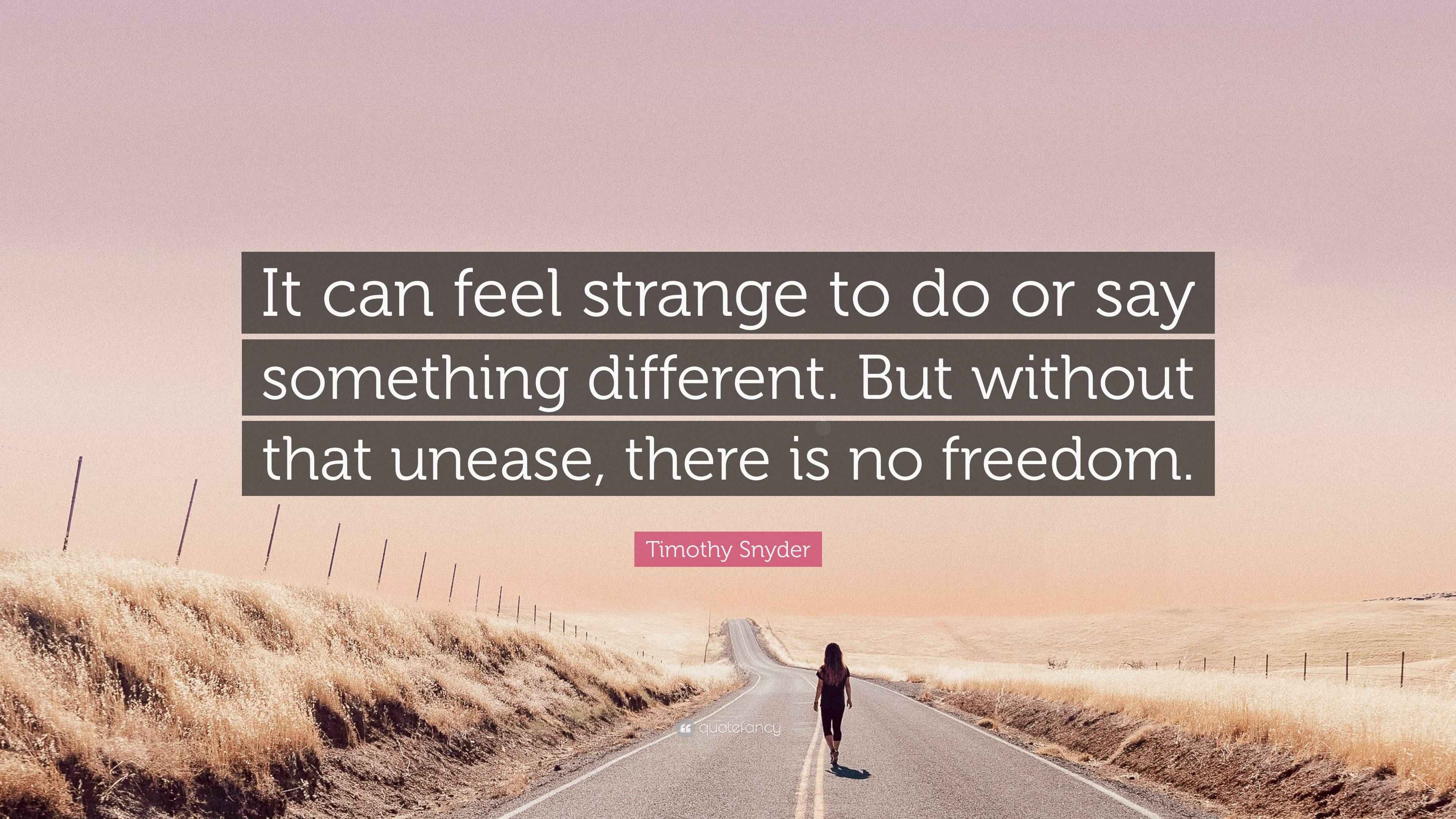Timothy Snyder Quote: “It can feel strange to do or say something ...