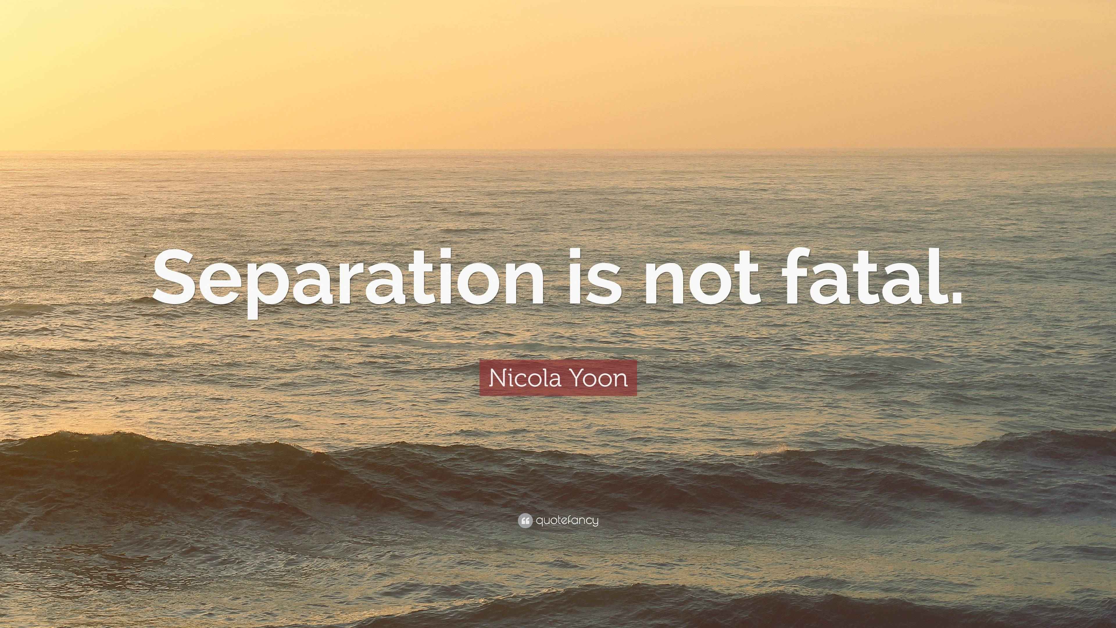 Nicola Yoon Quote: “Separation is not fatal.”