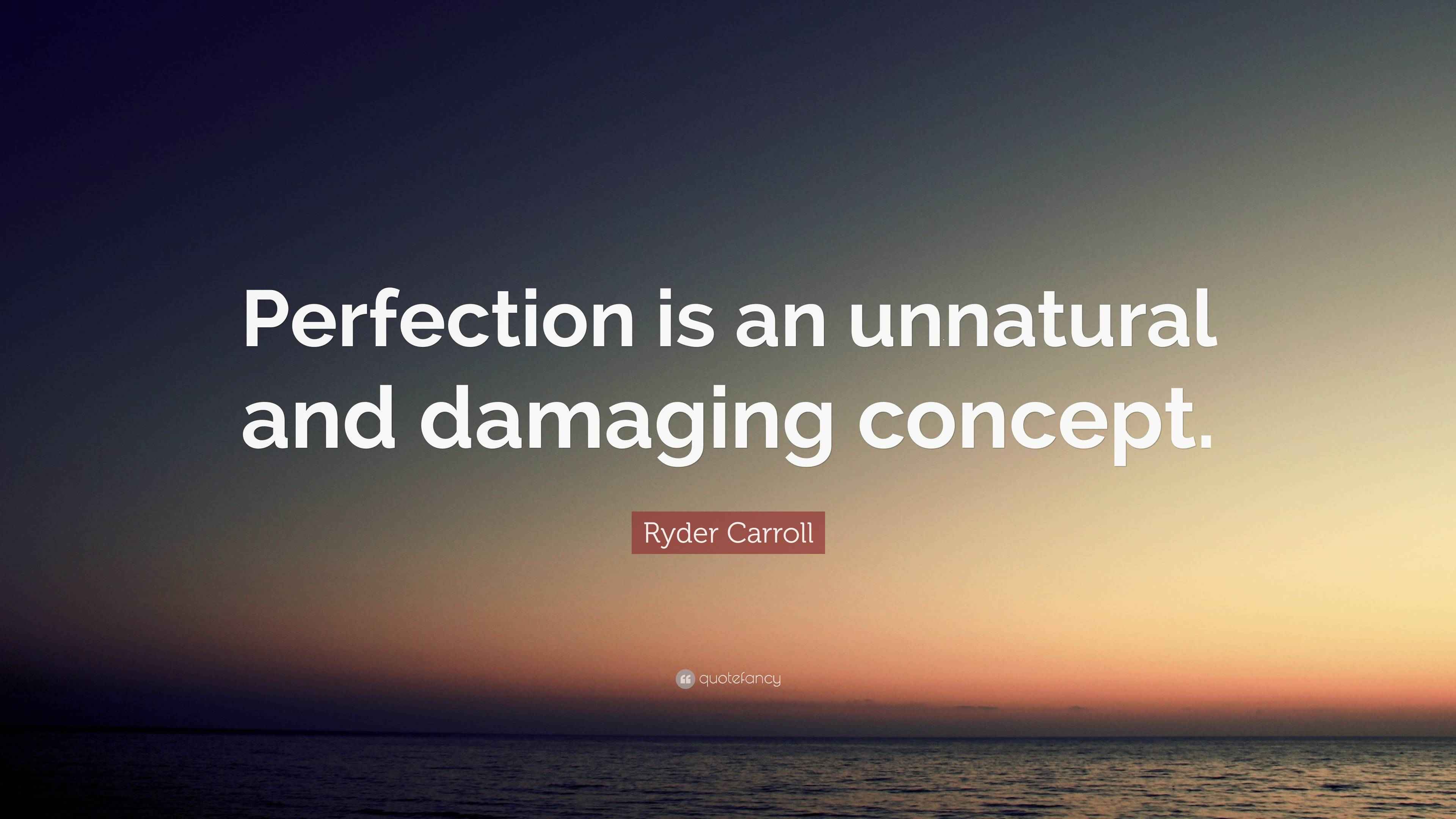 Ryder Carroll Quote: “Perfection is an unnatural and damaging concept.”
