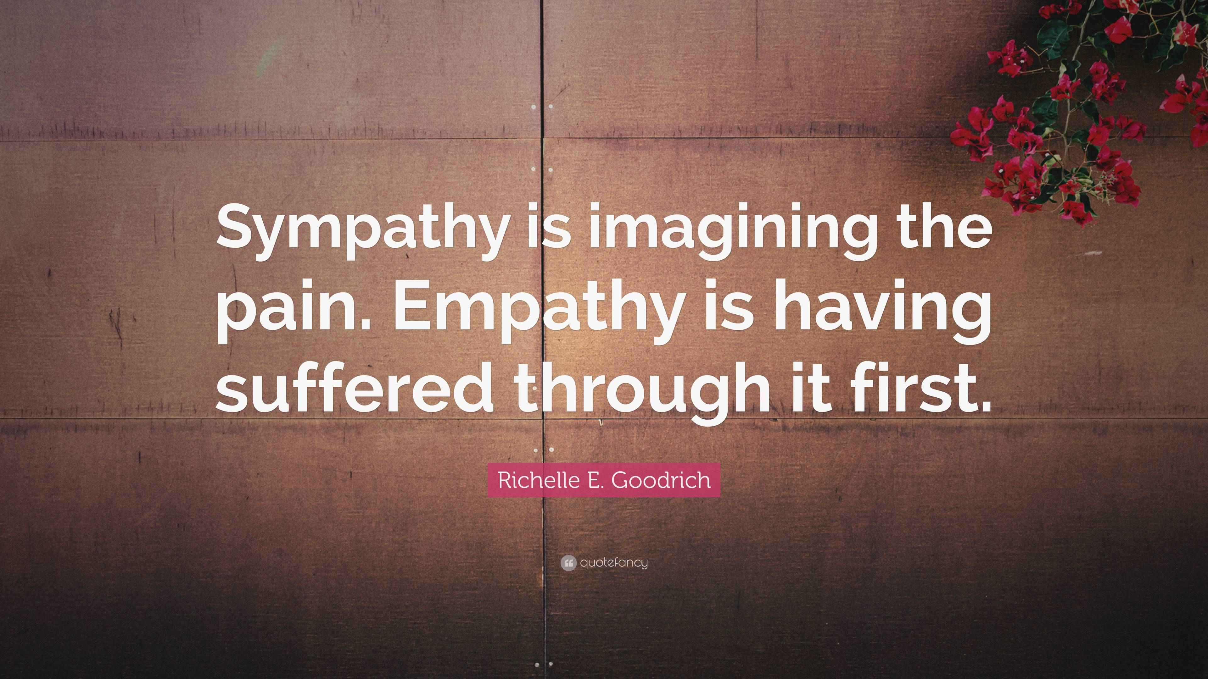 Richelle E. Goodrich Quote: “Sympathy is imagining the pain. Empathy is ...