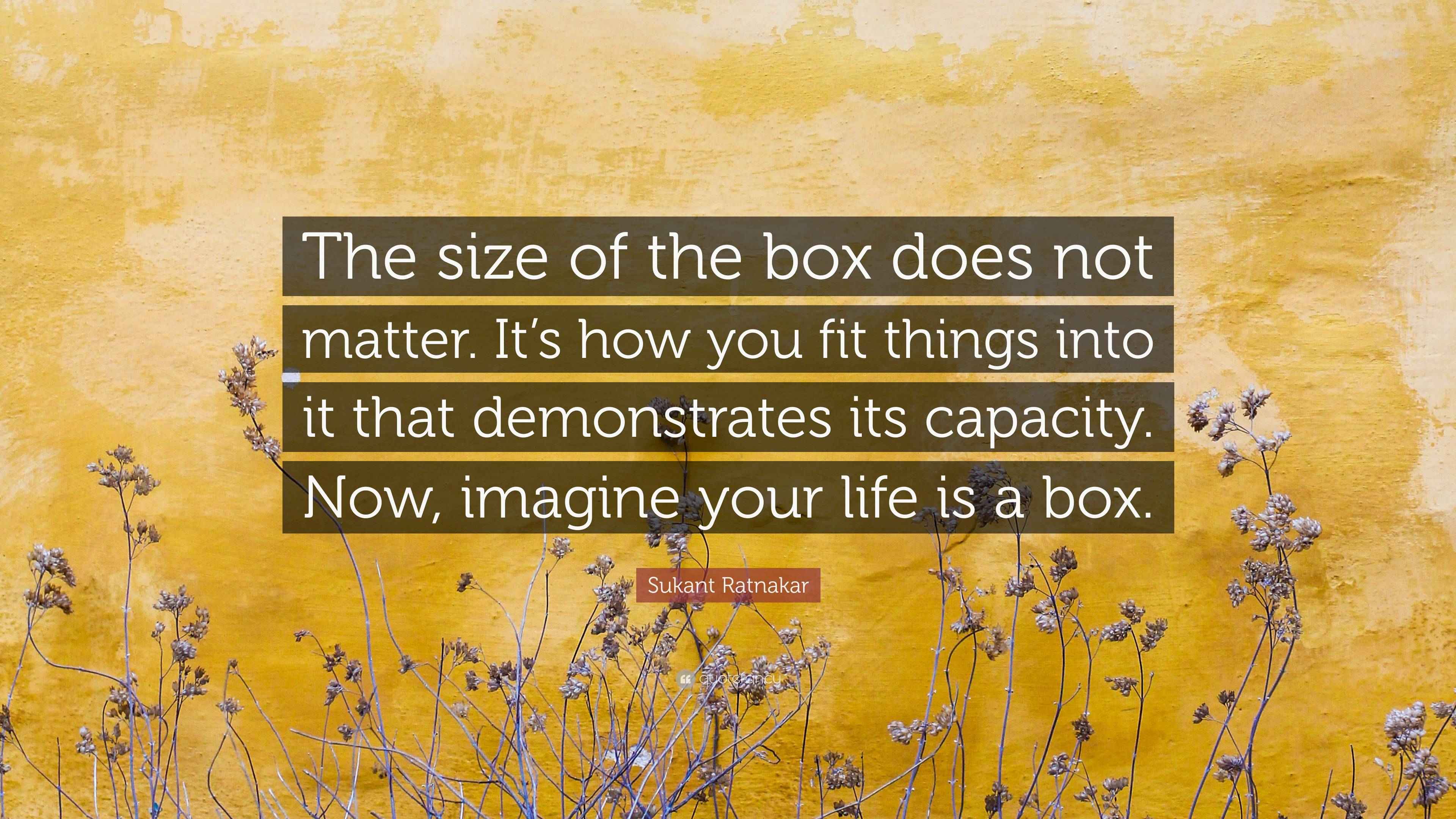 Sukant Ratnakar Quote: “The size of the box does not matter. It’s how ...