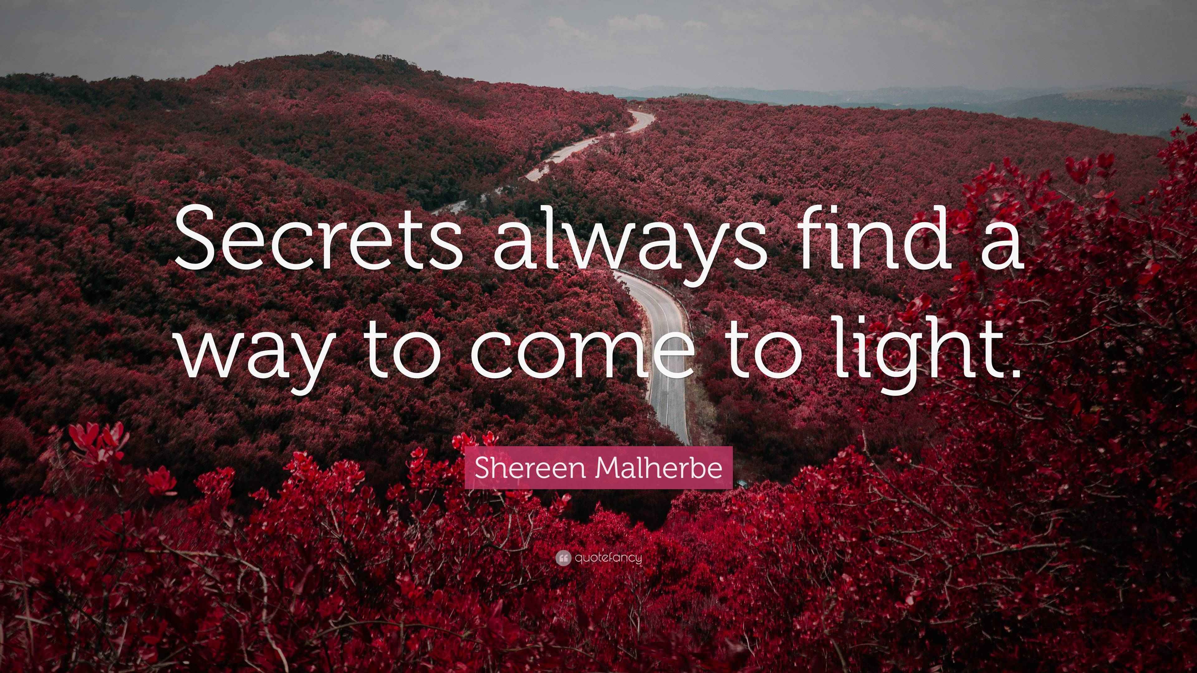 Shereen Malherbe Quote: “Secrets always find a way to come to light.”