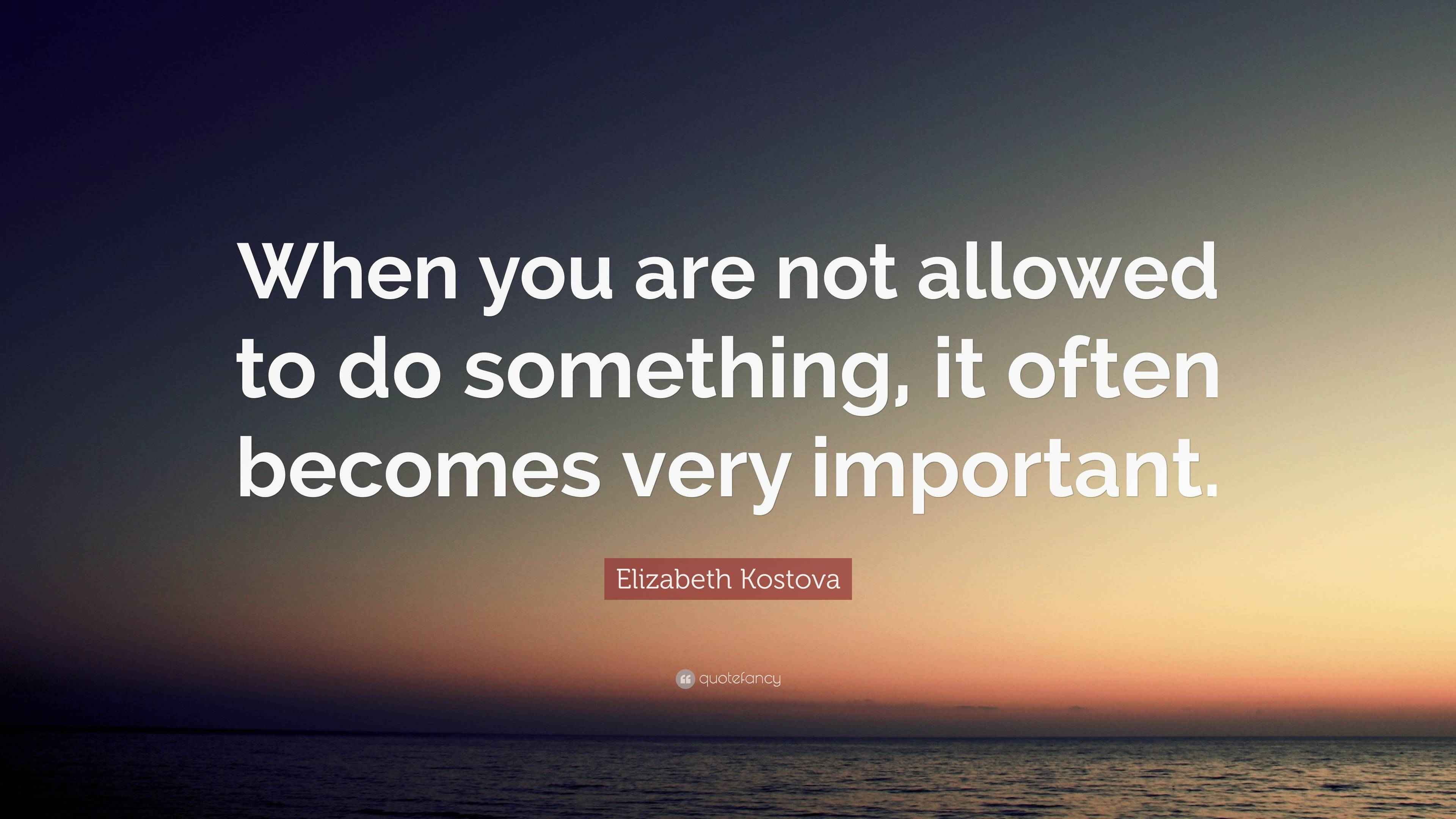 Elizabeth Kostova Quote: “When you are not allowed to do something, it ...
