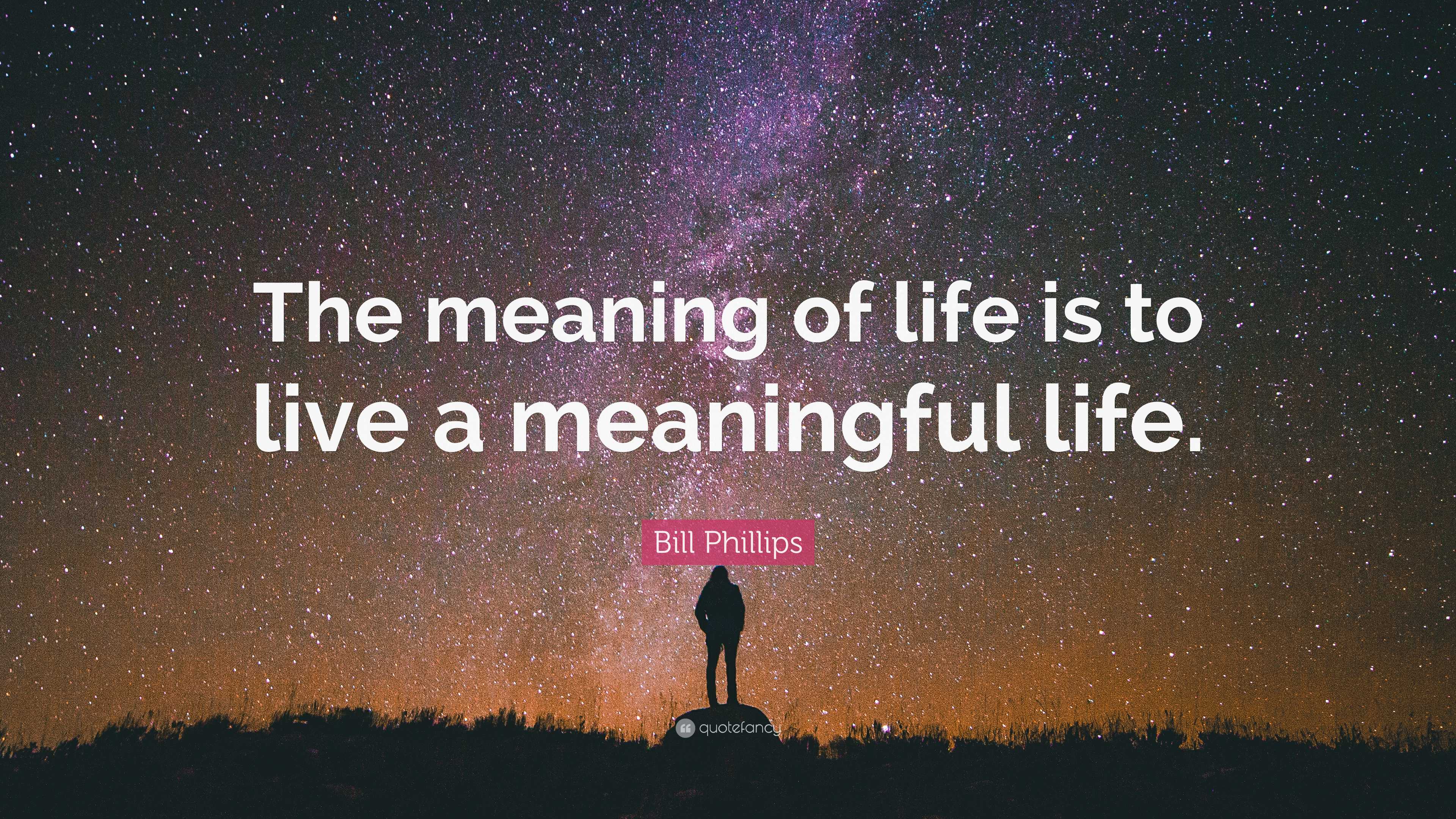 Bill Phillips Quote: “The meaning of life is to live a meaningful life.”