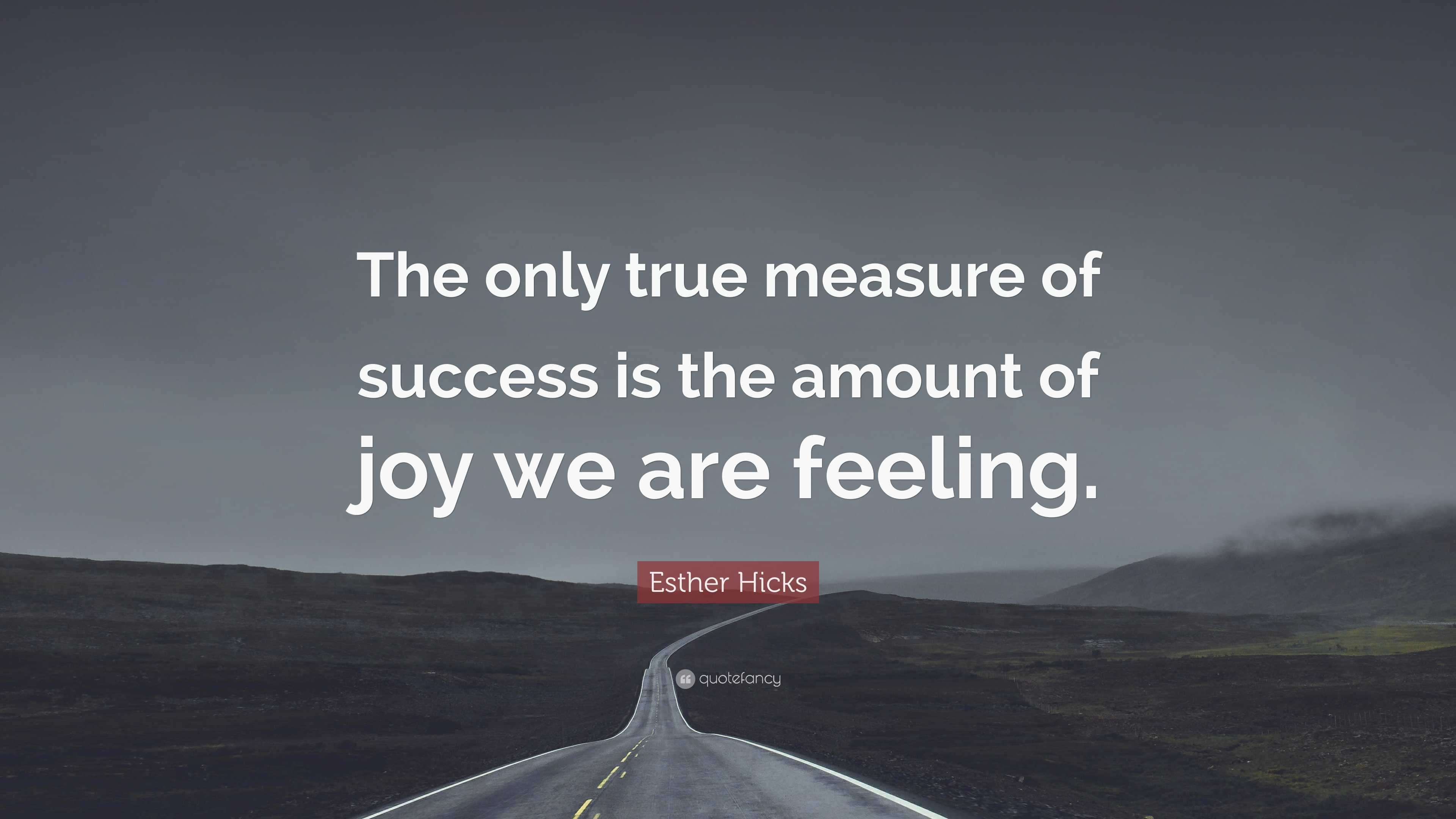 Esther Hicks Quote: “The only true measure of success is the amount of ...