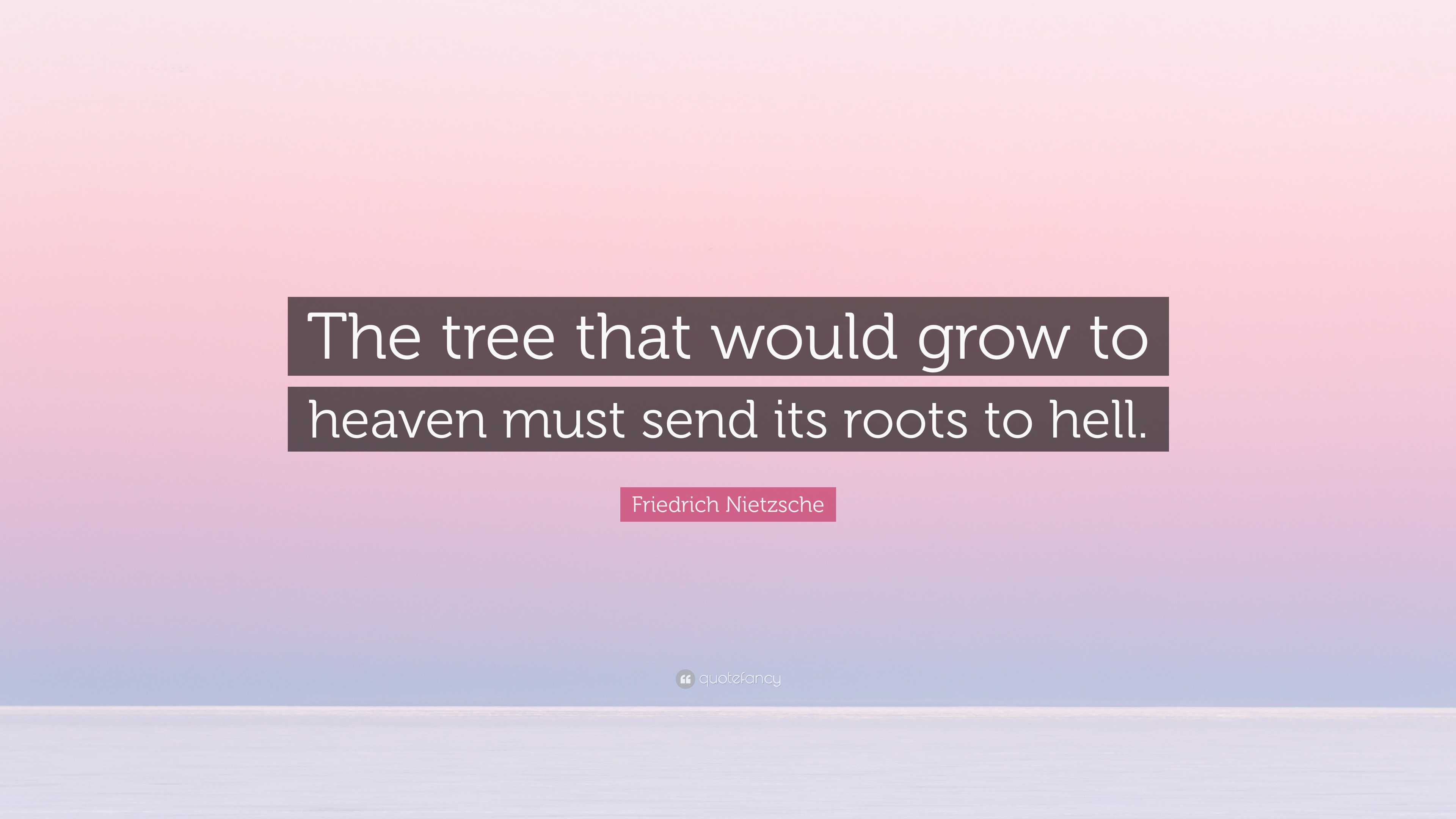 Friedrich Nietzsche Quote: “The tree that would grow to heaven must ...