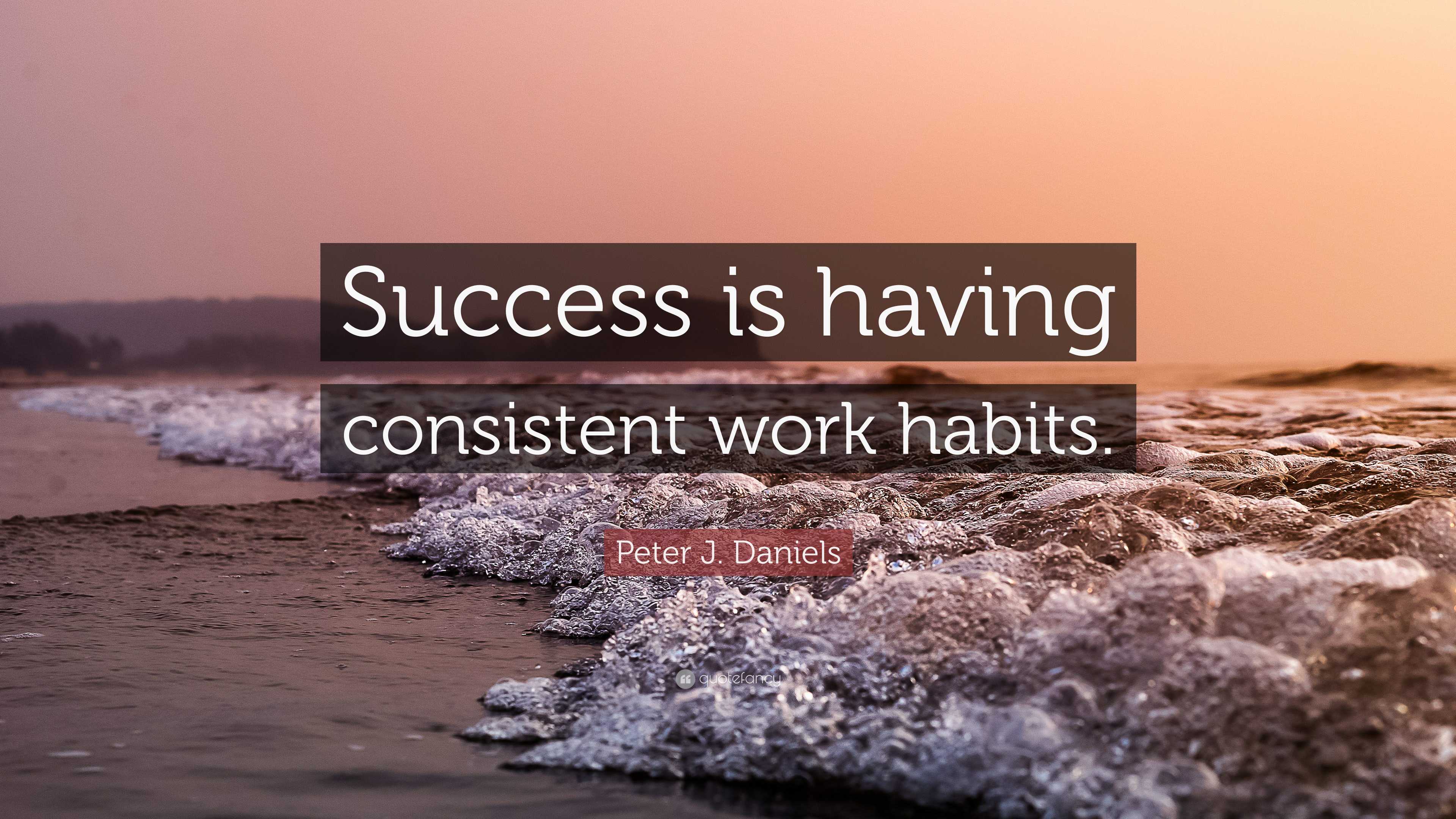Peter J. Daniels Quote: “Success is having consistent work habits.”