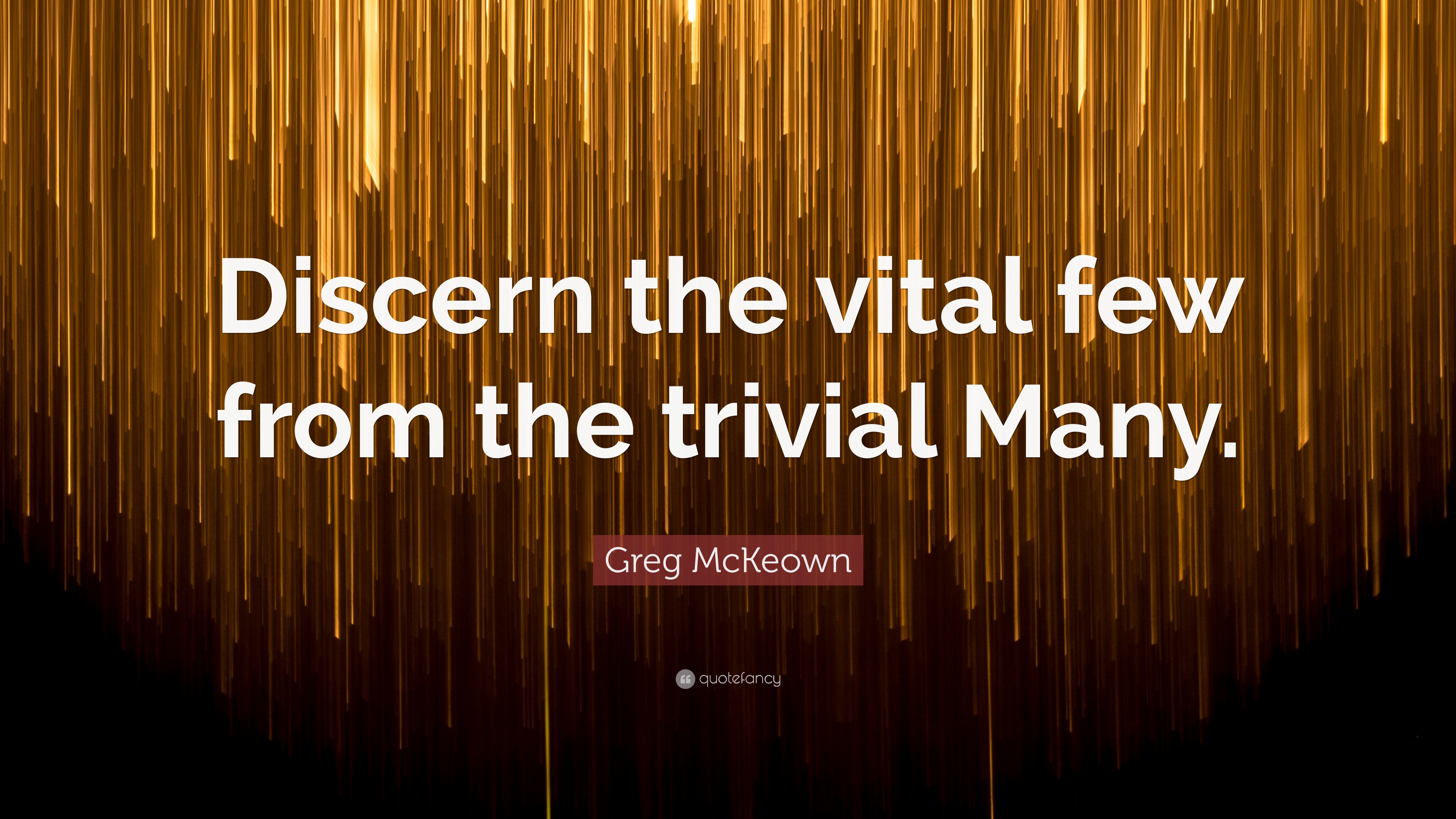 Greg McKeown Quote: “Discern the vital few from the trivial Many.”