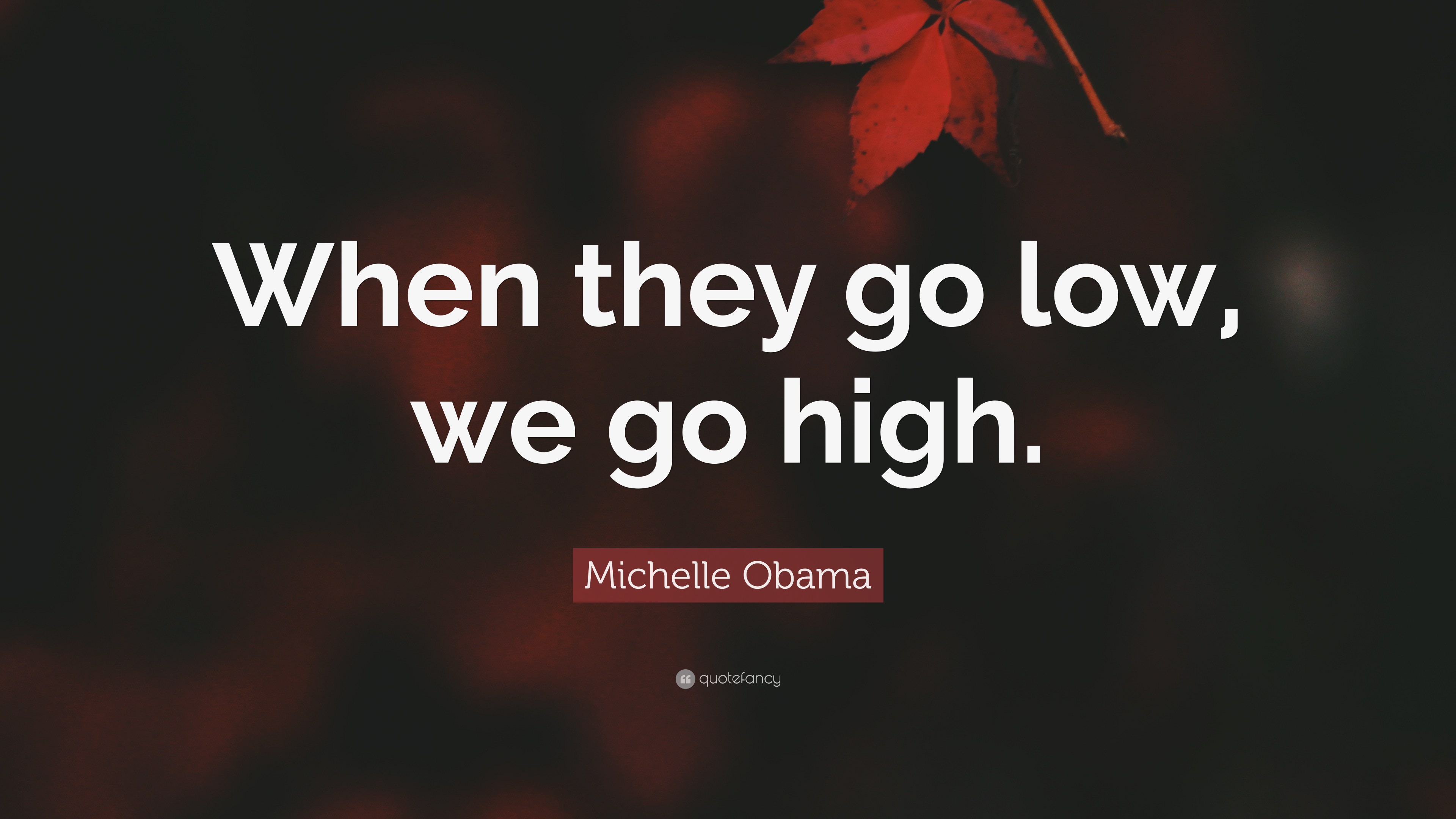 Michelle Obama Quote: “When they go low, we go high.”