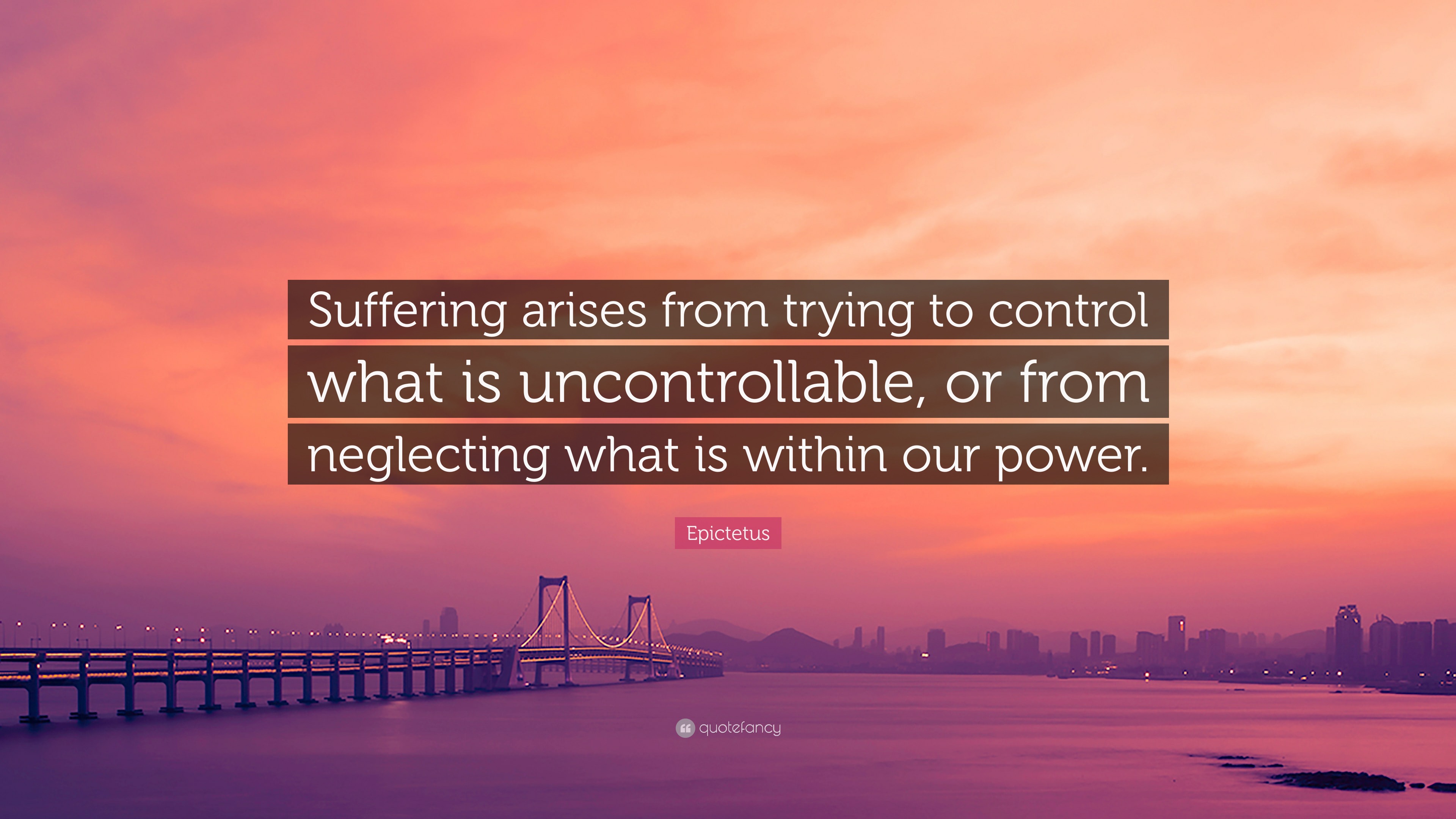 Epictetus Quote: “Suffering arises from trying to control what is ...
