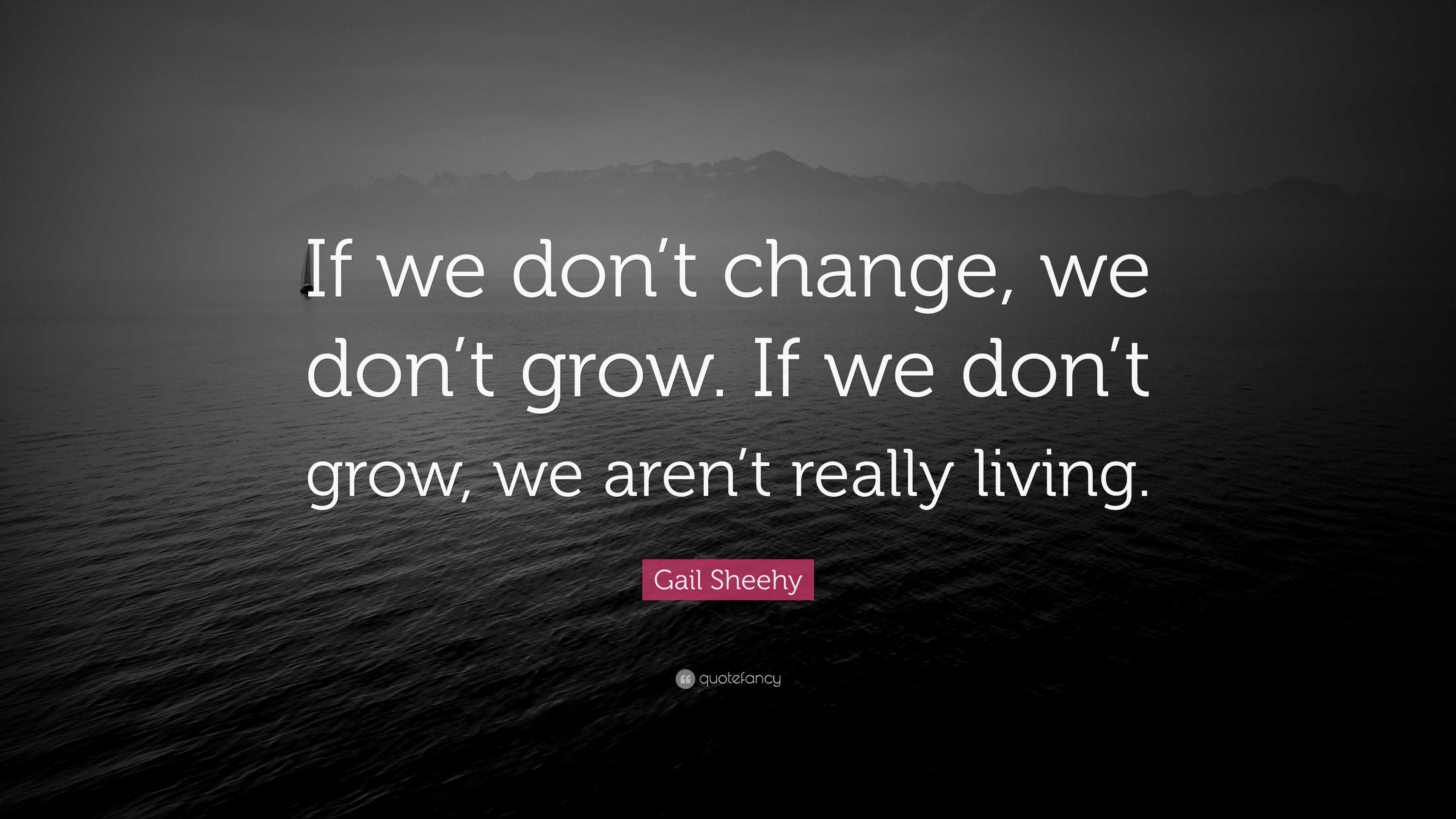 Gail Sheehy Quote: “If we don’t change, we don’t grow. If we don’t grow ...