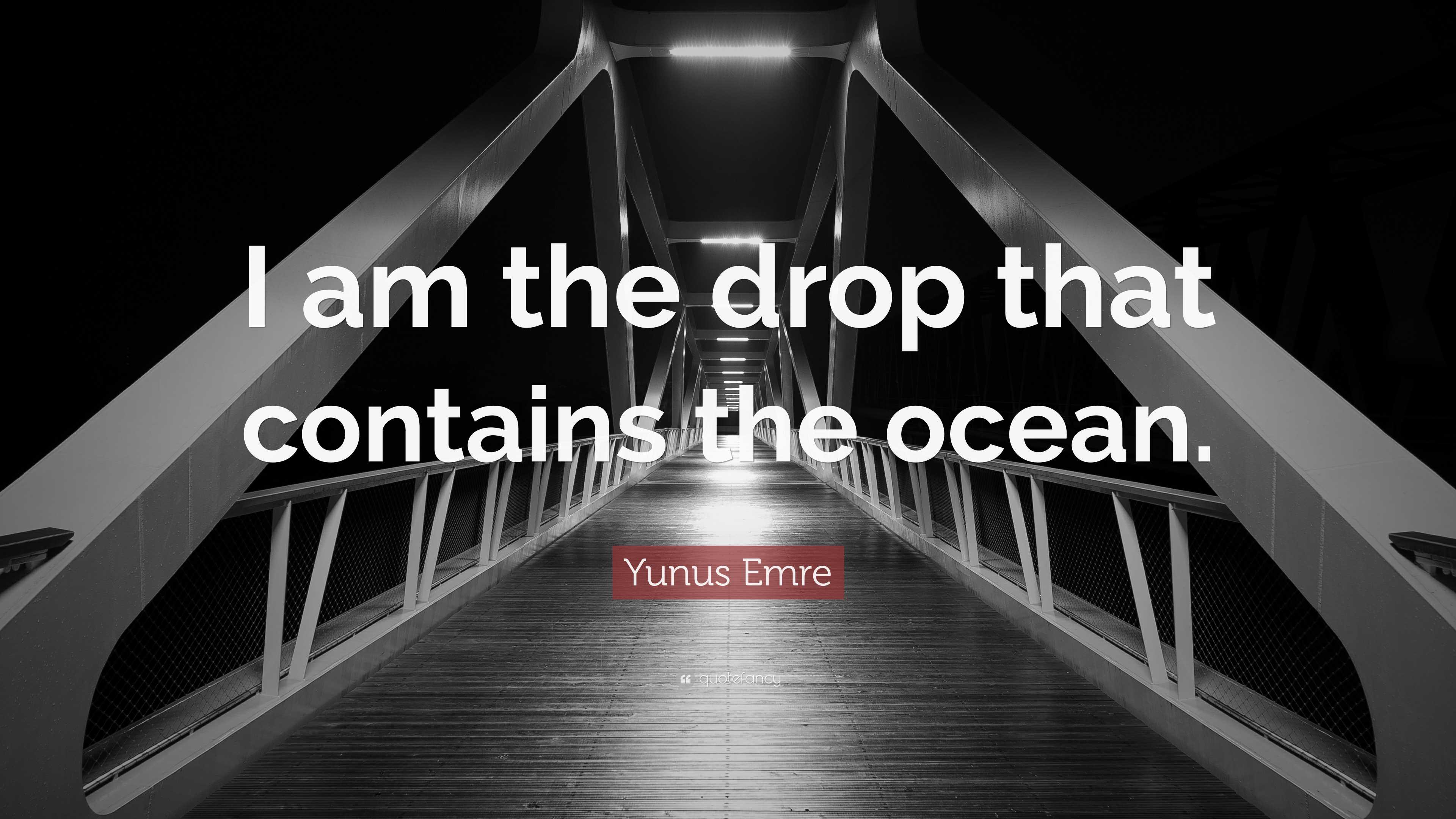 Yunus Emre Quote: “I am the drop that contains the ocean.”