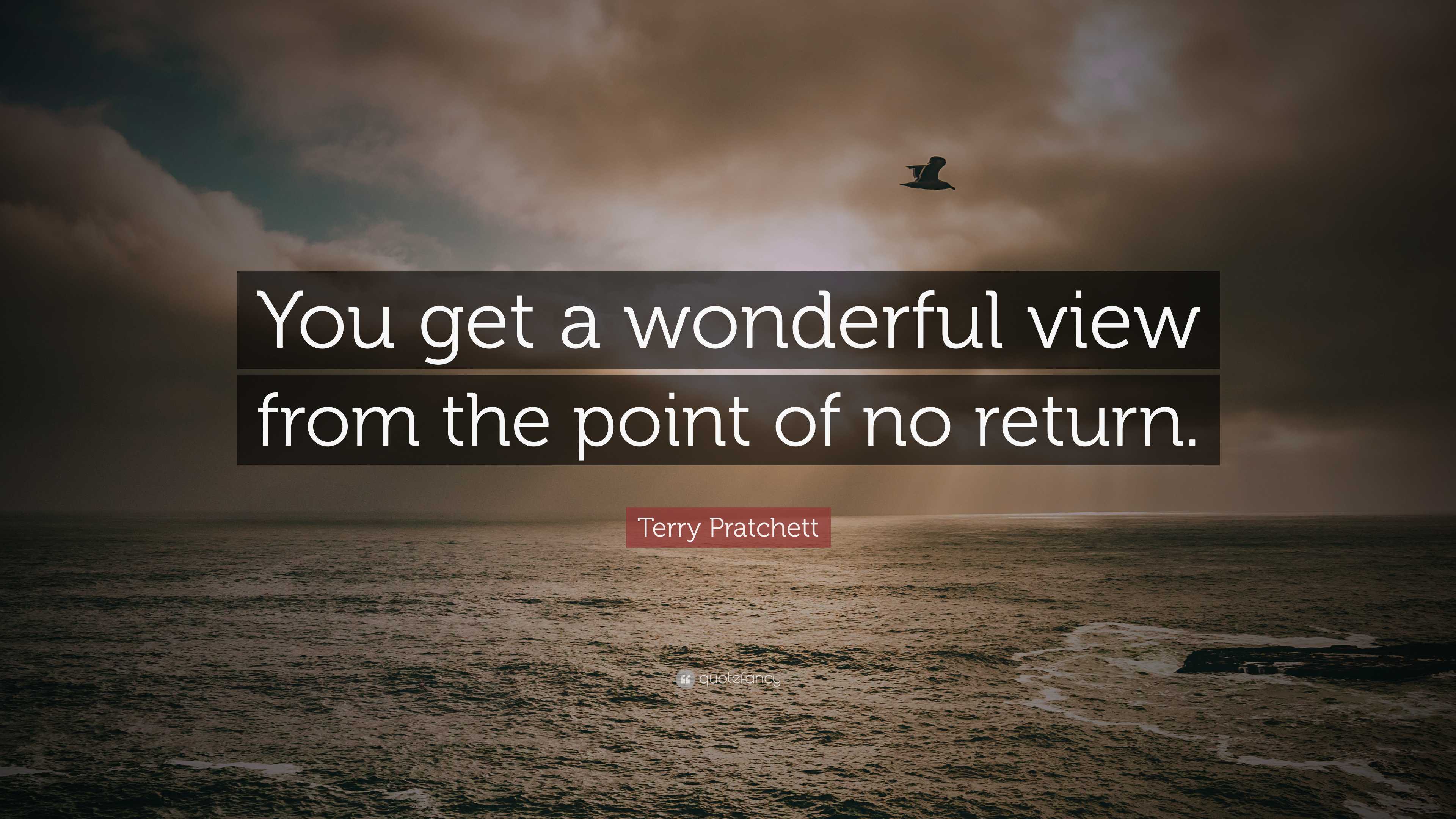 Terry Pratchett Quote: “You get a wonderful view from the point of no ...