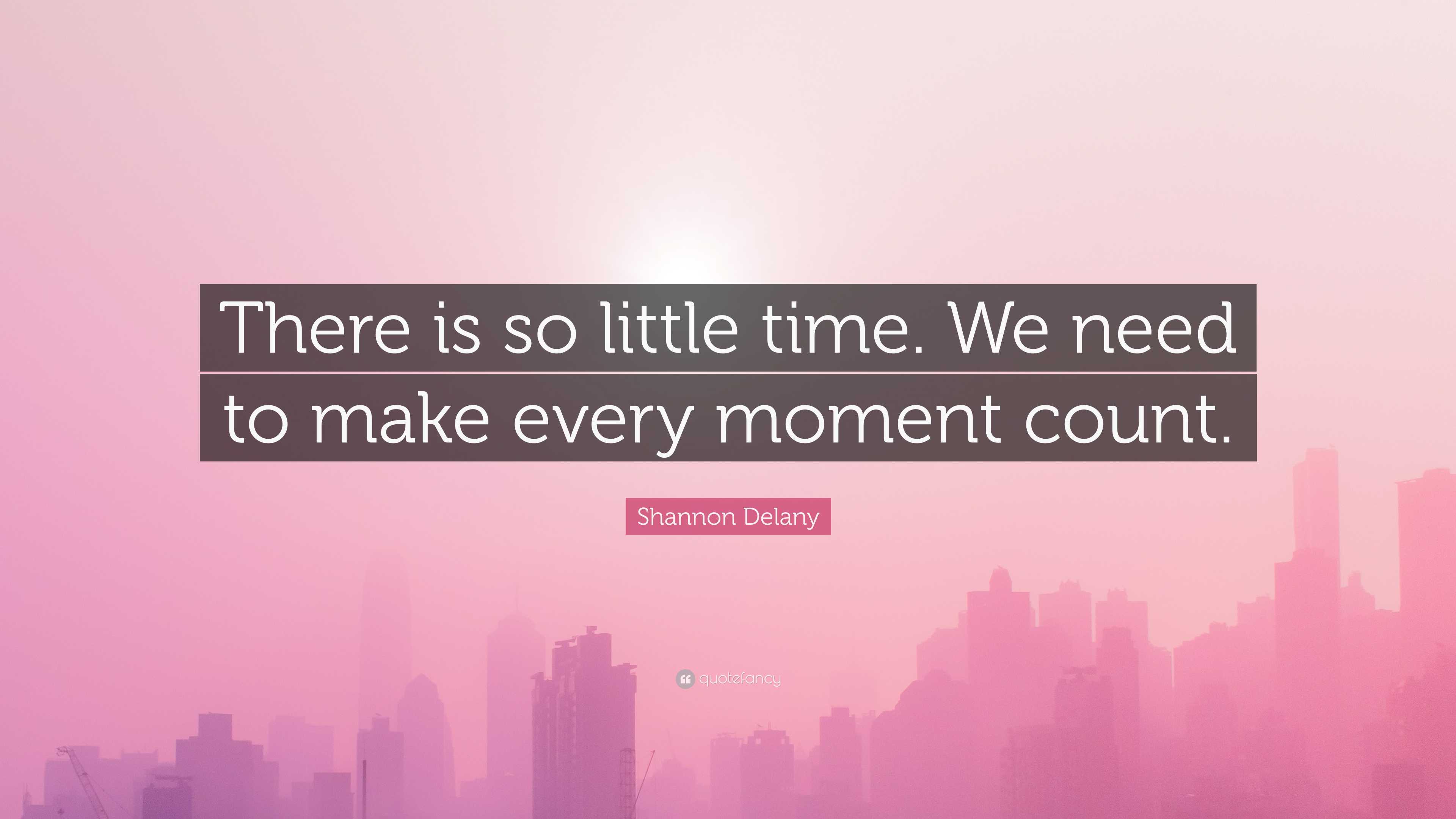 Shannon Delany Quote: “There is so little time. We need to make every ...