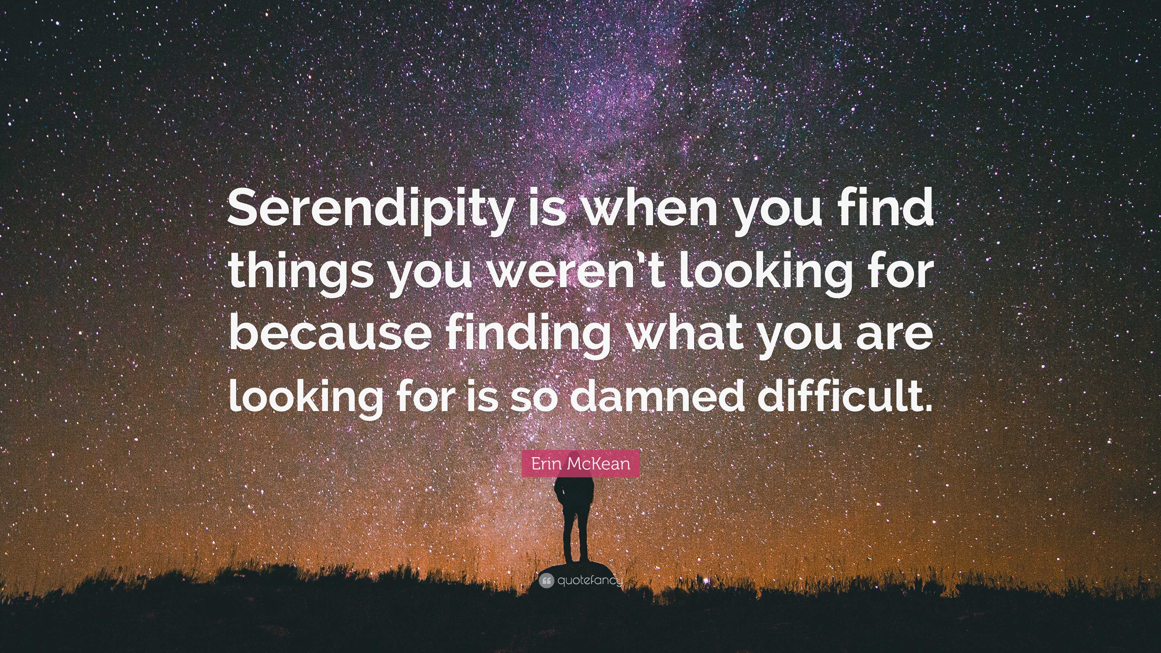 Erin McKean Quote: “Serendipity is when you find things you weren’t ...