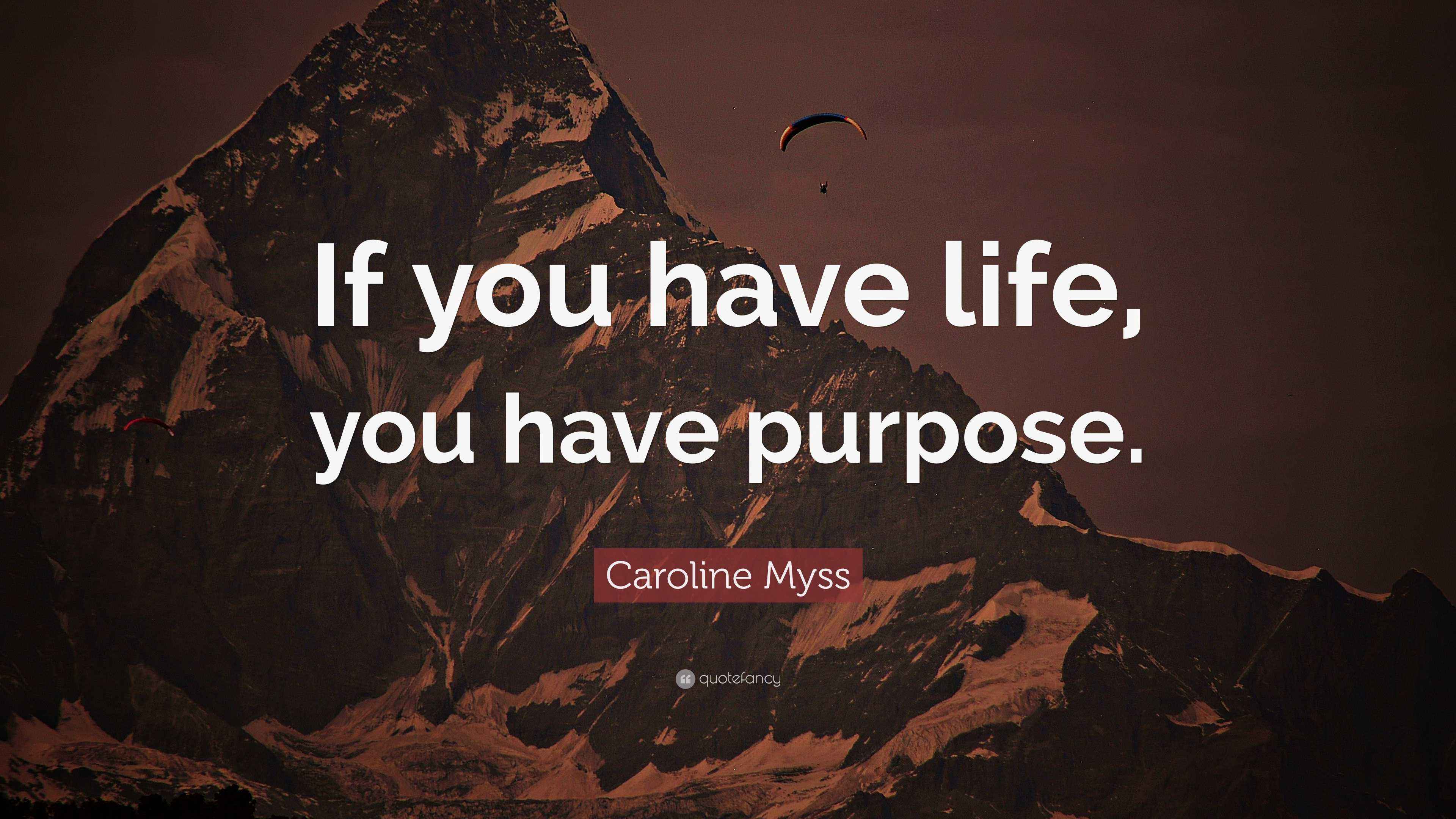 Caroline Myss Quote: “If you have life, you have purpose.”