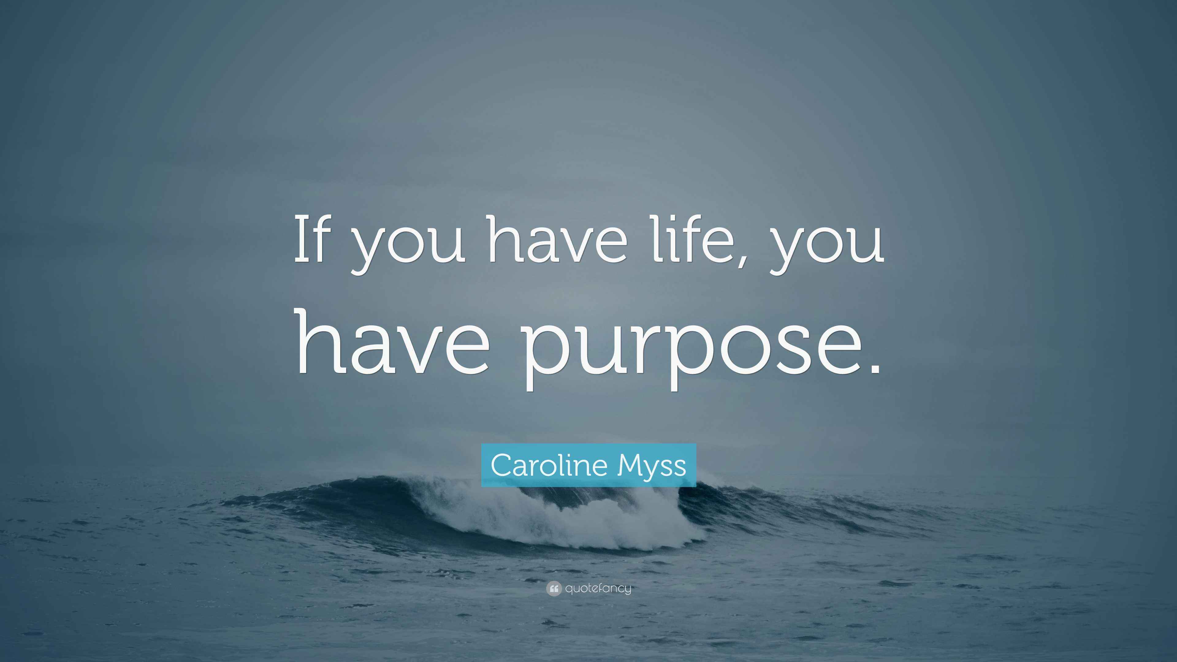Caroline Myss Quote: “If you have life, you have purpose.”