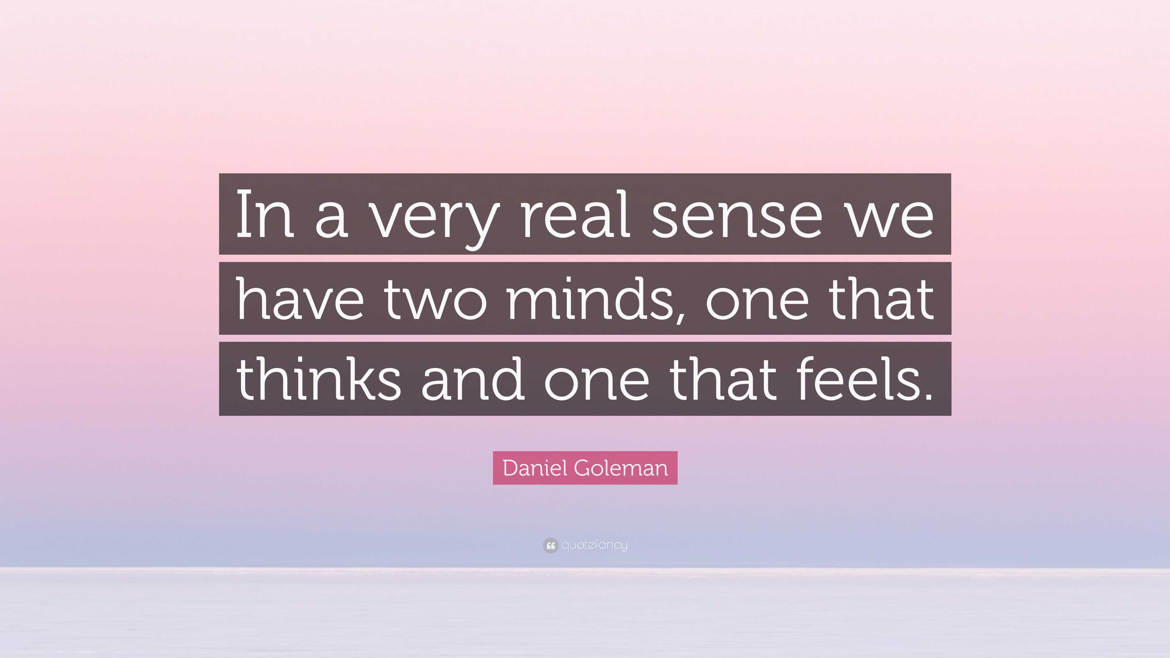 Daniel Goleman Quote: “In a very real sense we have two minds, one that ...