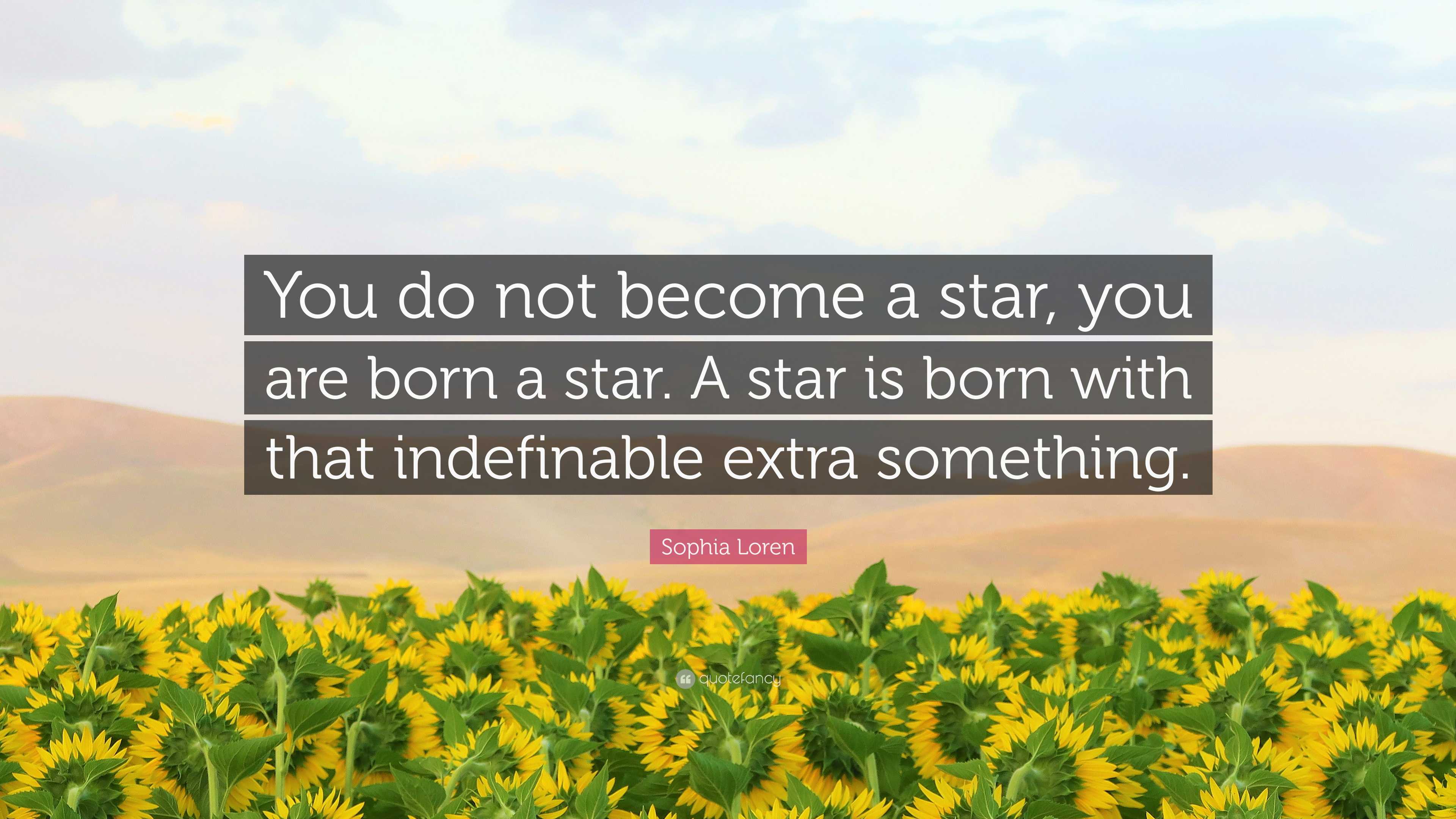 Sophia Loren Quote: “You do not become a star, you are born a star. A ...