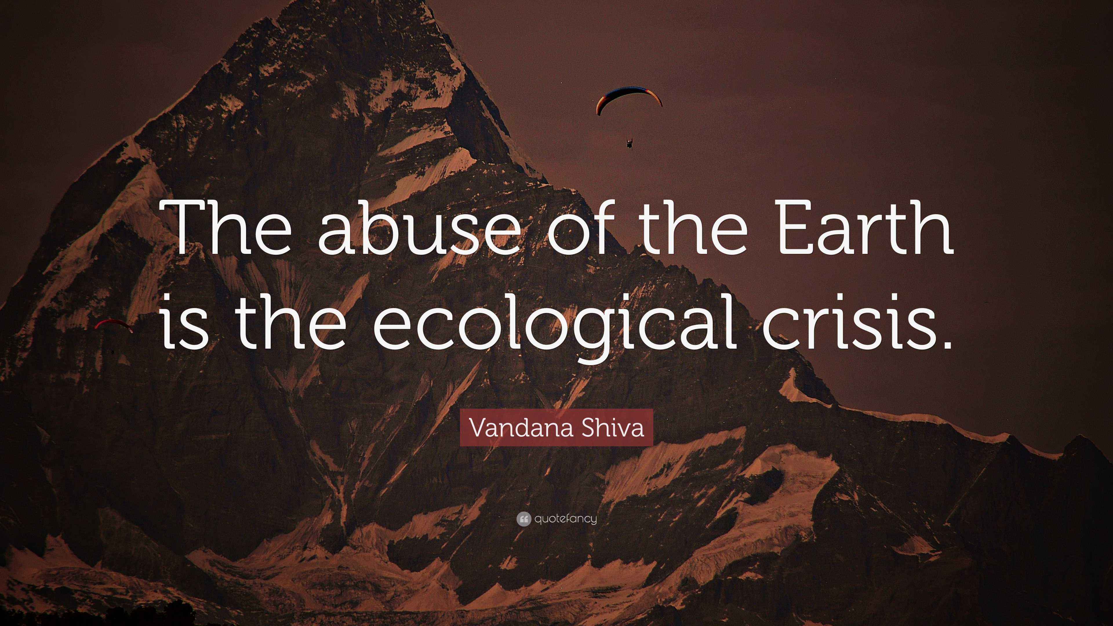 Vandana Shiva Quote: “The abuse of the Earth is the ecological crisis.”