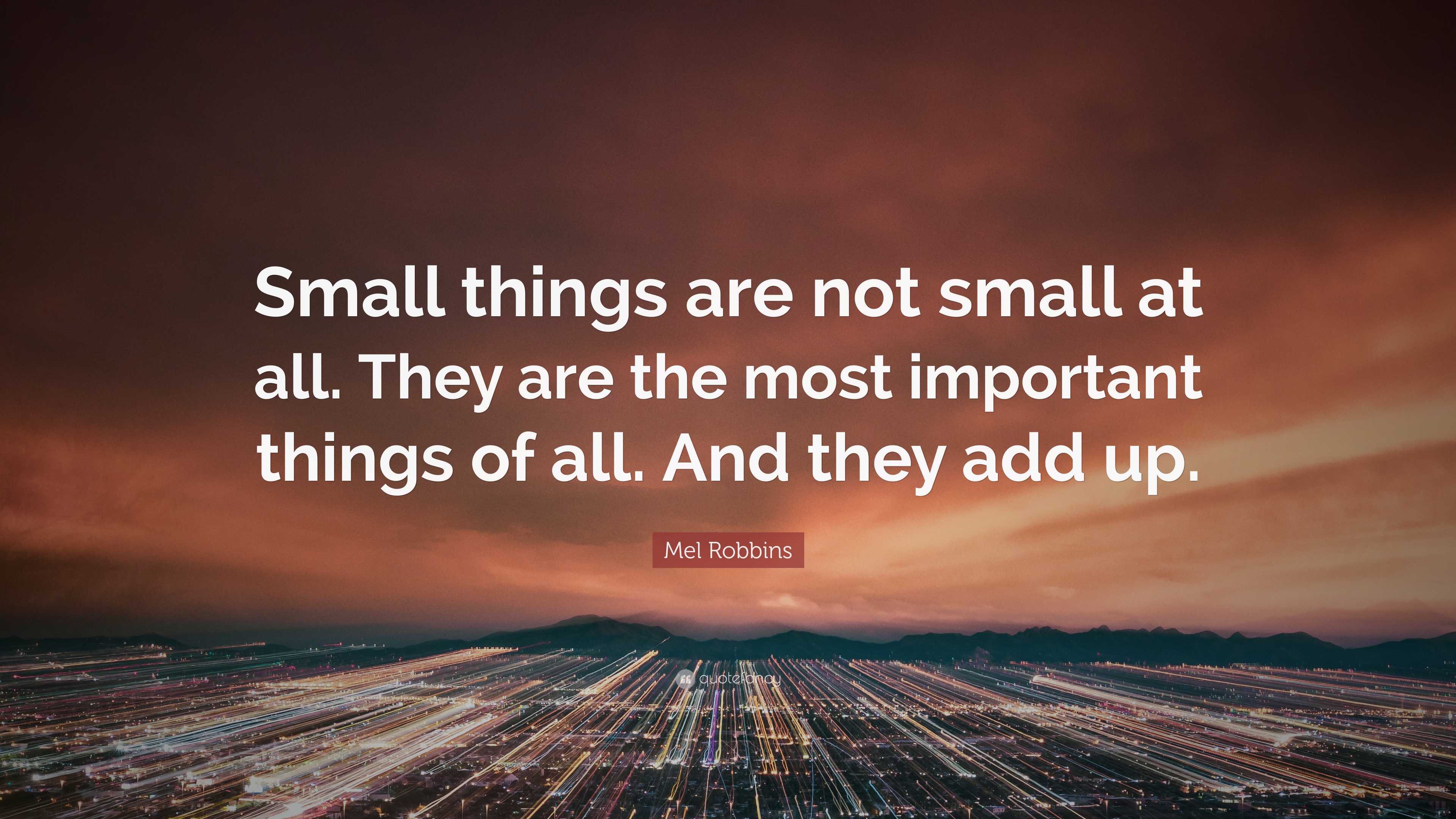 Mel Robbins Quote: “Small things are not small at all. They are the ...