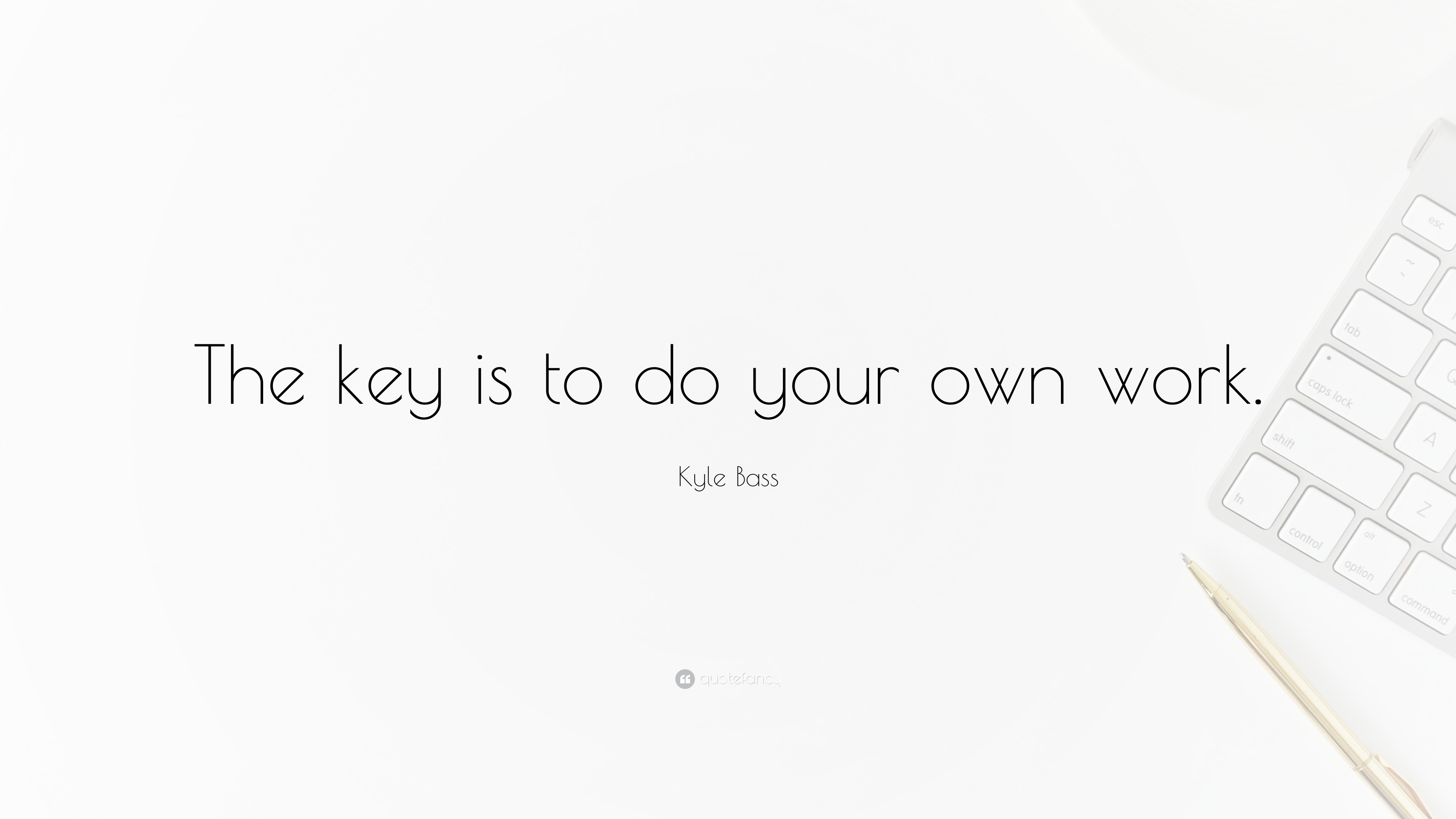 Kyle Bass Quote: “The key is to do your own work.”