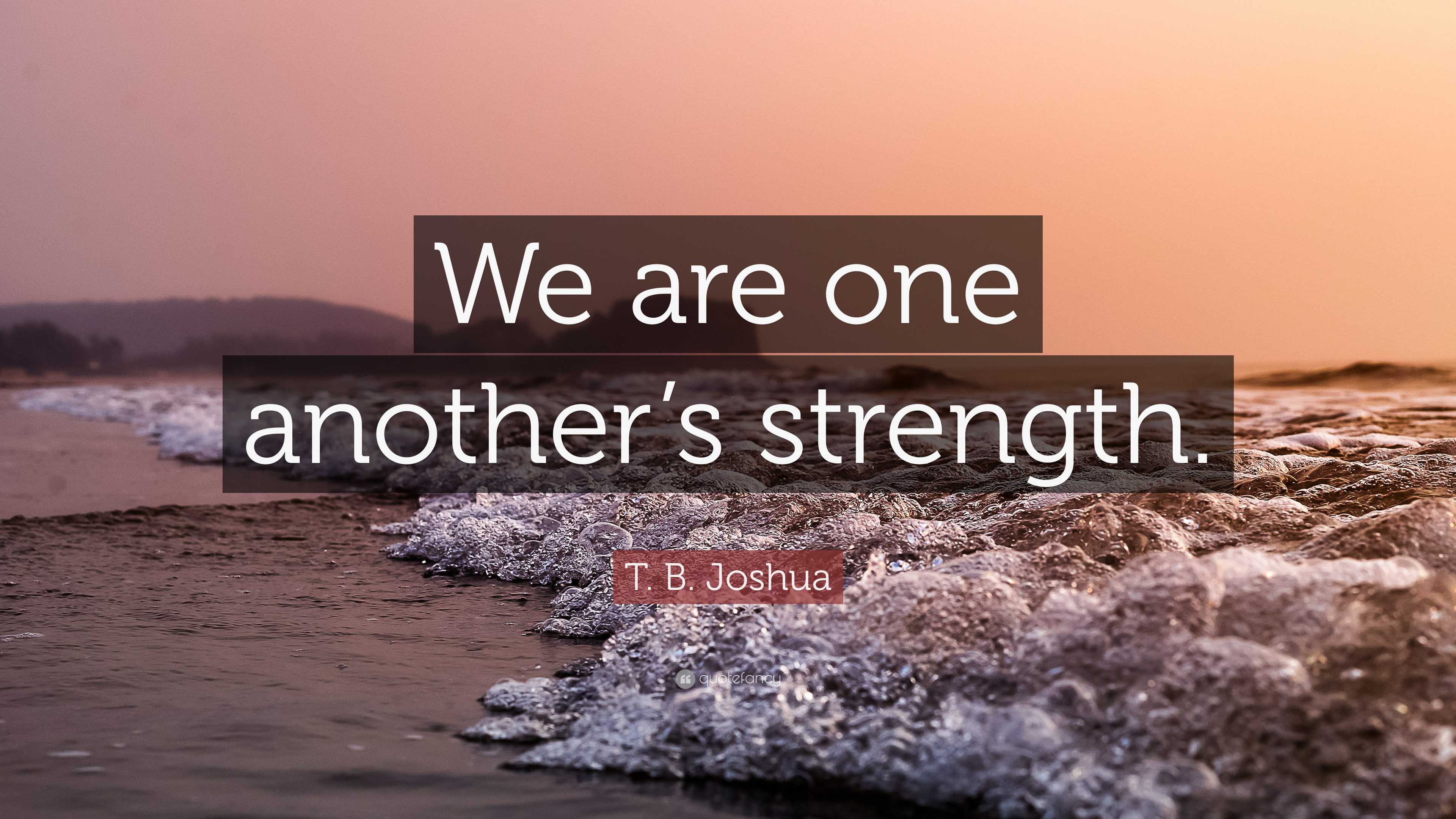 T. B. Joshua Quote: “We are one another’s strength.”